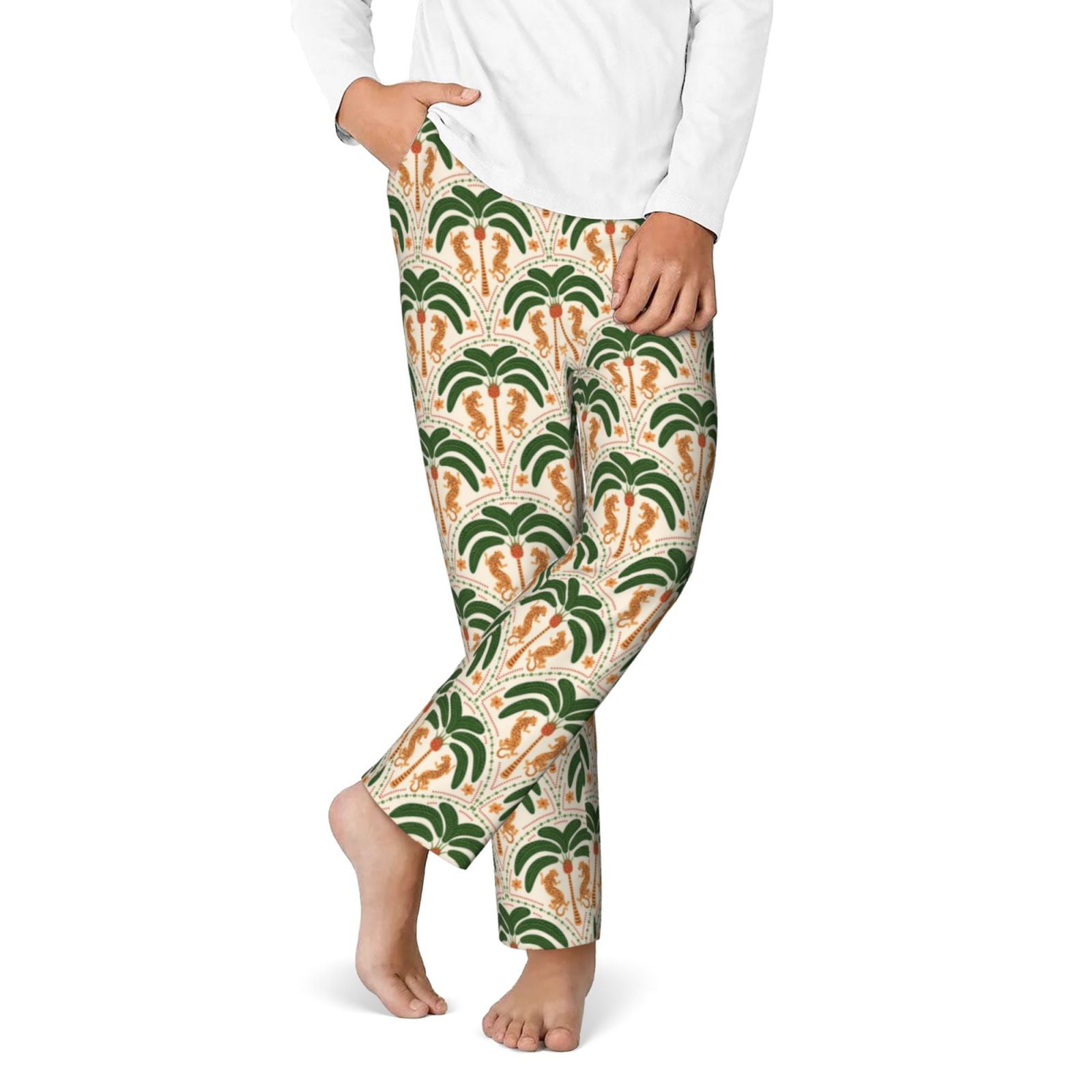 Derioi palm tree Asian leopard for Pajama Pants Men Elastic Waistband ...