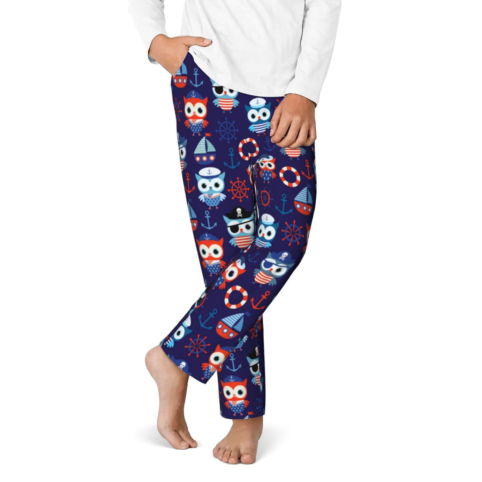 Derioi pirate owls and boats for Pajama Pants Men Elastic Waistband ...