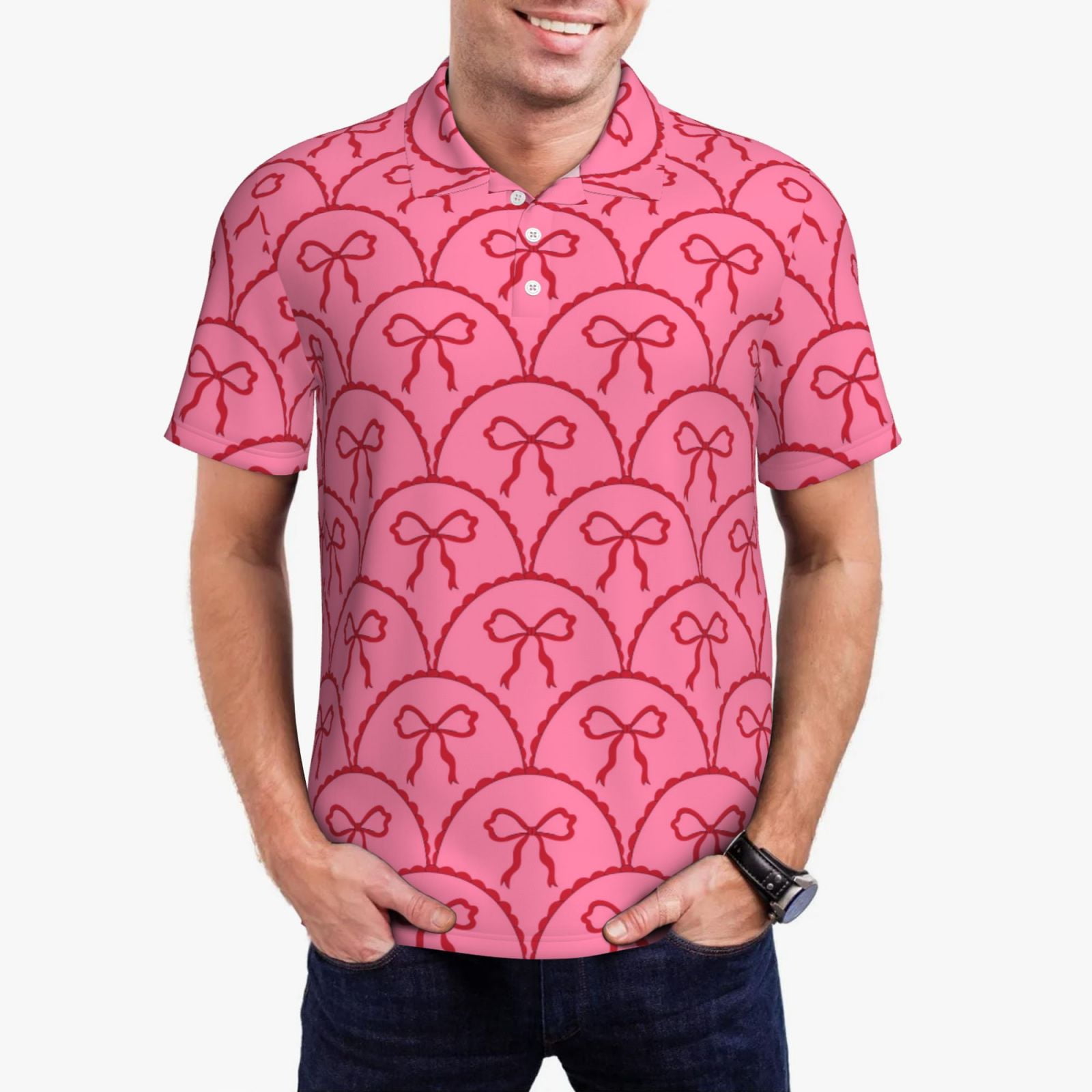 Derioi red bows for Men's Polo Shirts Short Sleeve Golf Shirt for ...