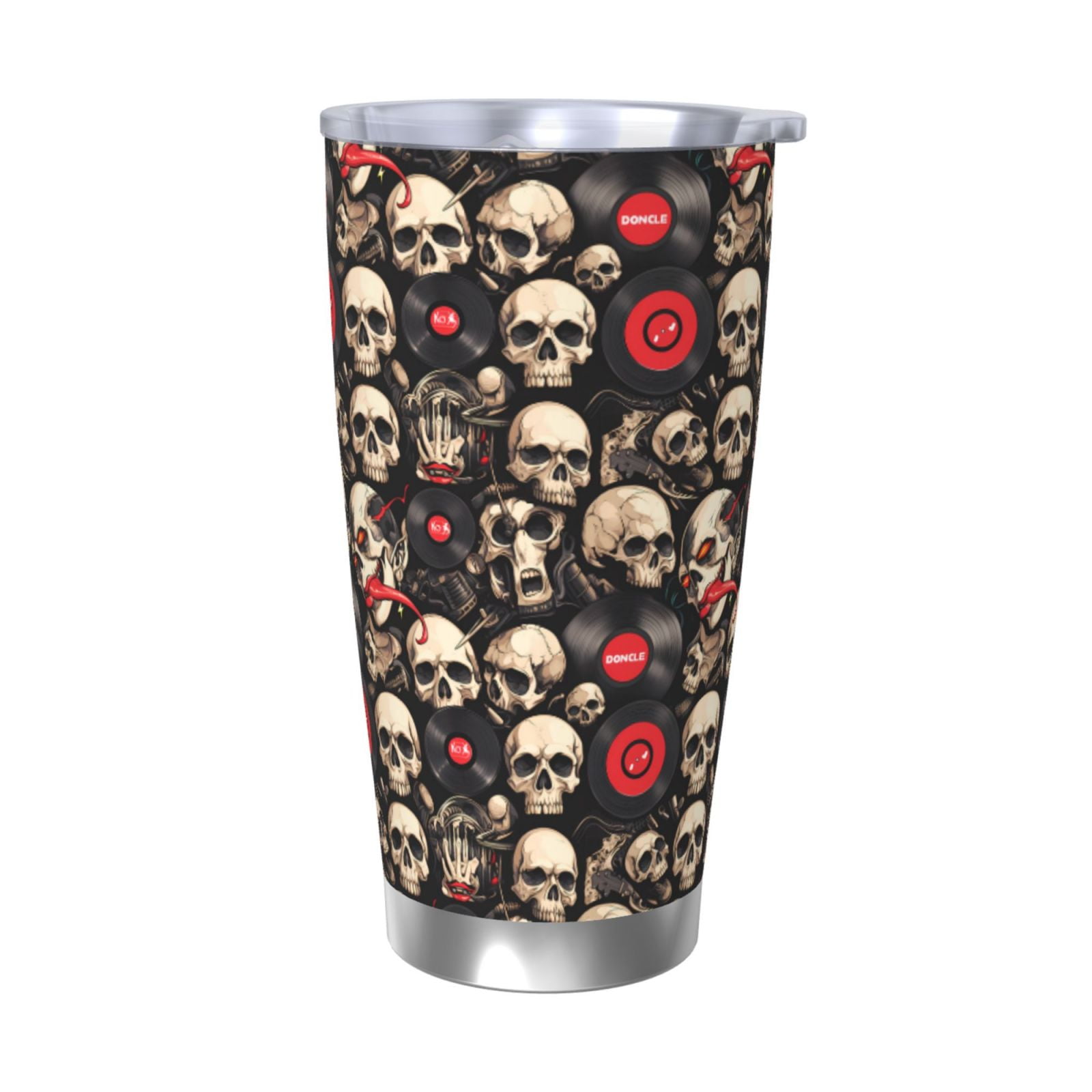 Derioi rock record Skull for 20oz Tumbler with Lid for Hot and Cold ...