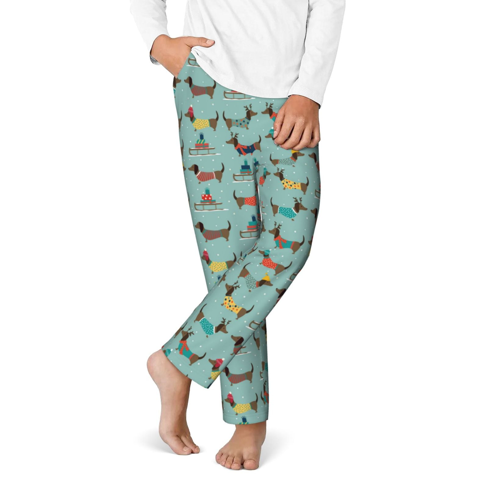 Derioi winter ski Dachshund for Pajama Pants Men Elastic Waistband ...