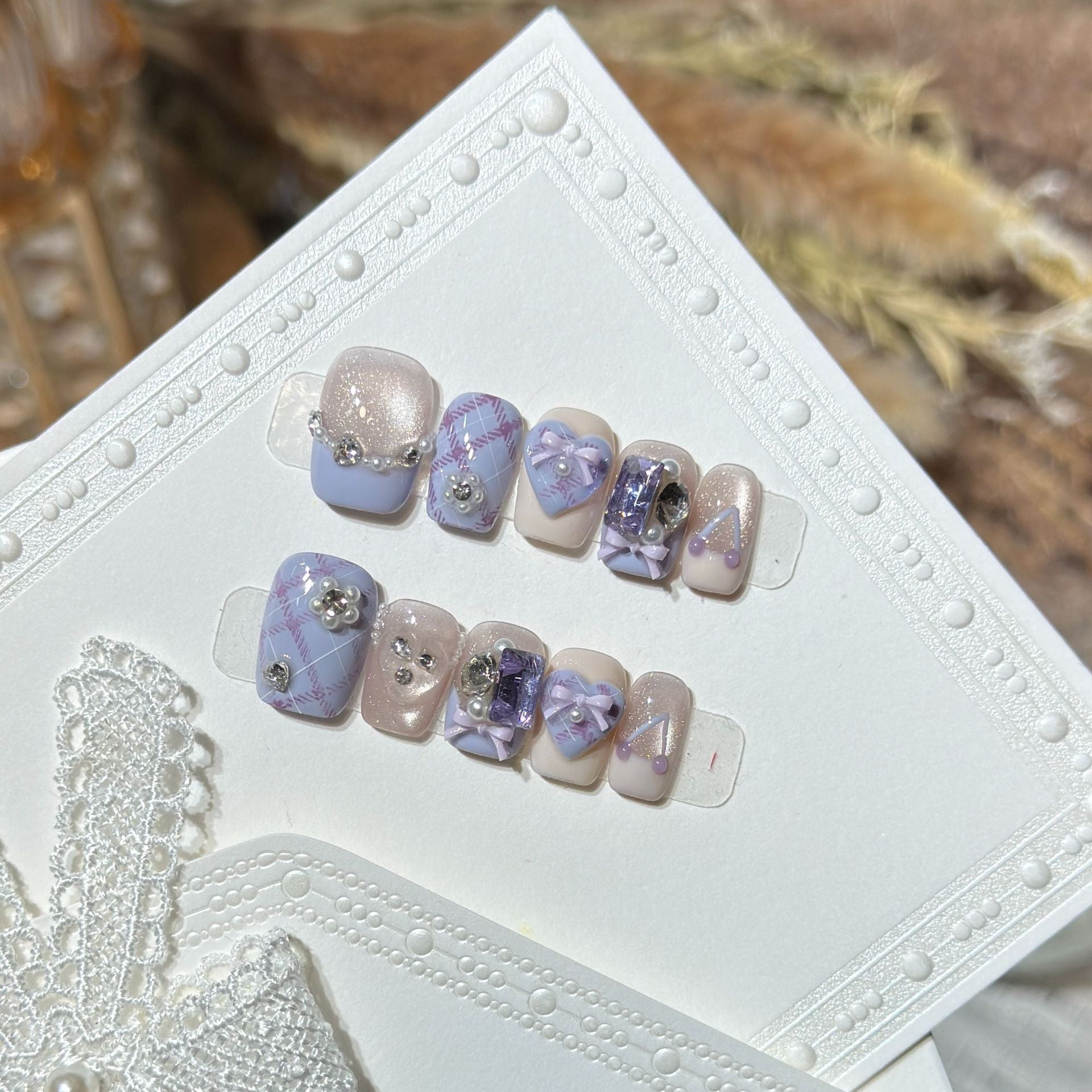 Derison [Pounding Heart] Cute ins Wind Pearl Zircon Diamond Love Nail ...