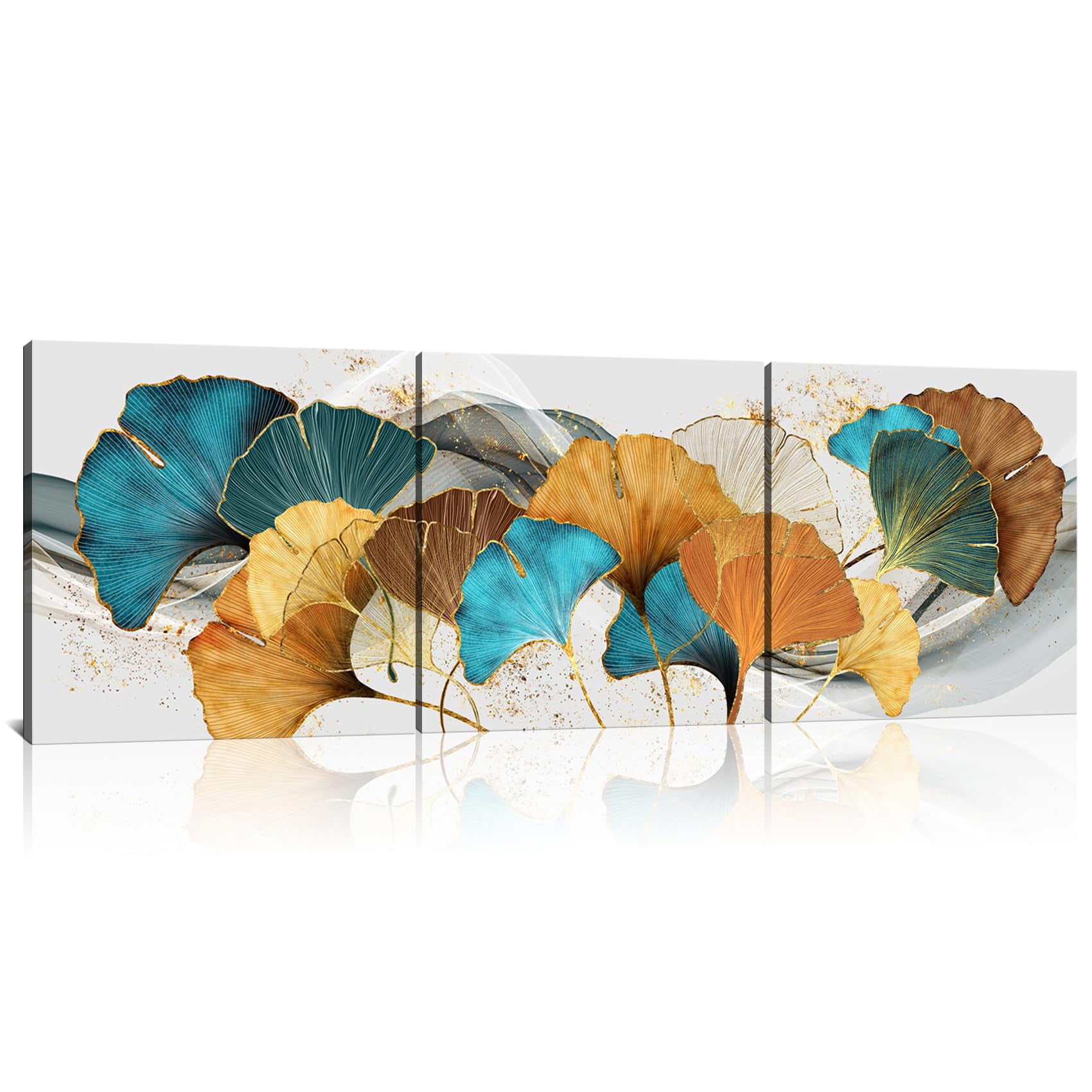 Derkymo Ginkgo Leaves Canvas EC36 Wall Art Abstract Botanical Pictures ...