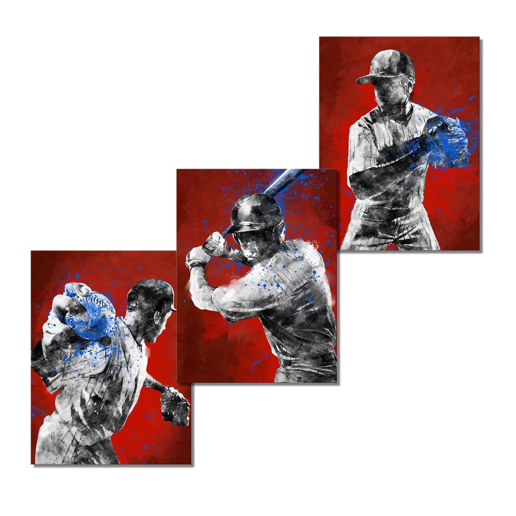 Derkymo Sports Wall Art Graffiti Baseball Decor Softball Player Canvas ...