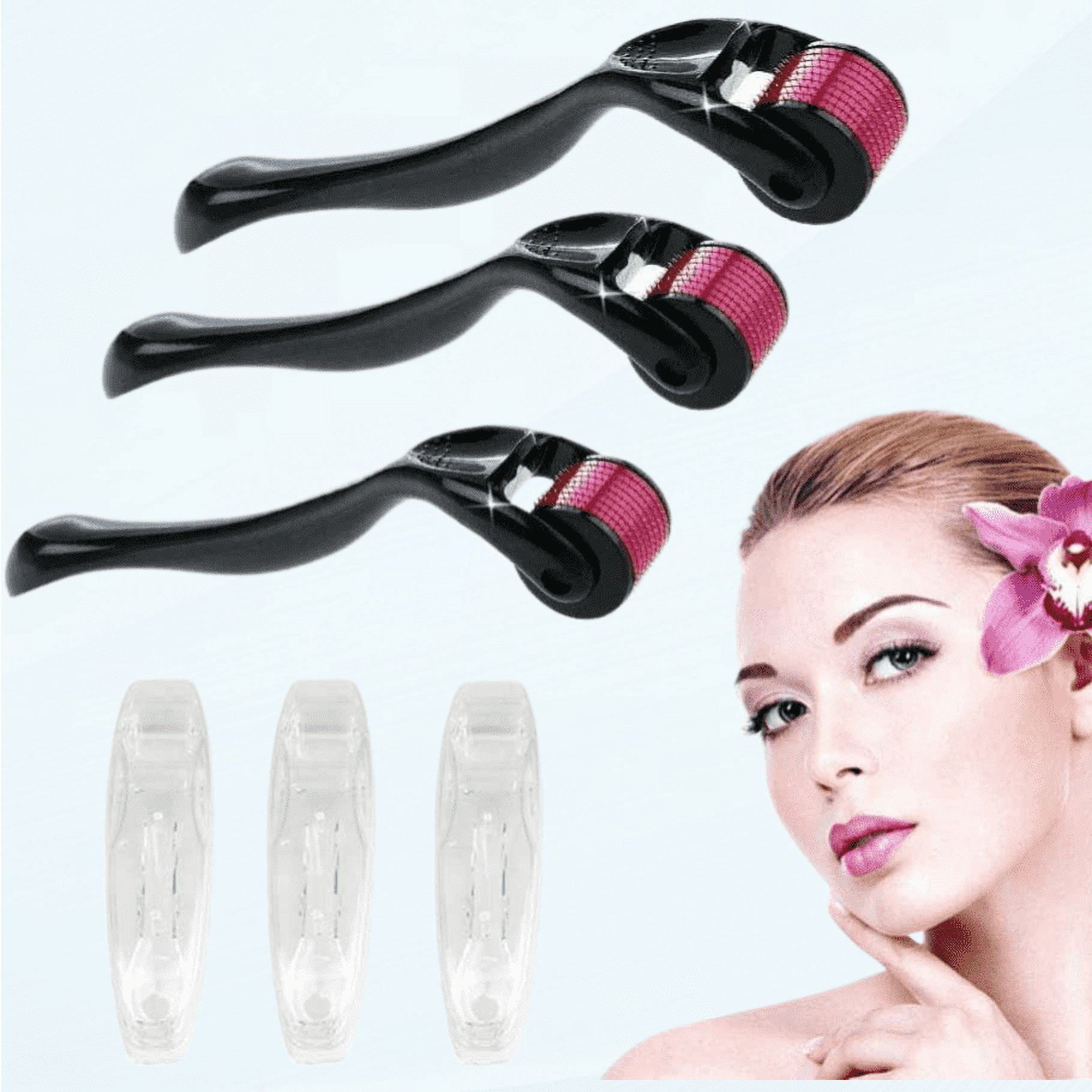 Derma Roller, 3 Pack 540 Titanium Microneedling Facial Kit(1.0+2.0+3.0 ...