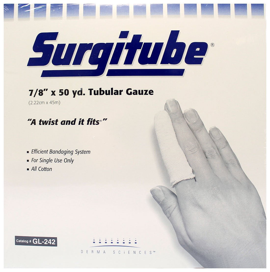 Derma Sciences GL242 Surgitube, White Tubular Gauze, 7/8 in. x 50 yd ...