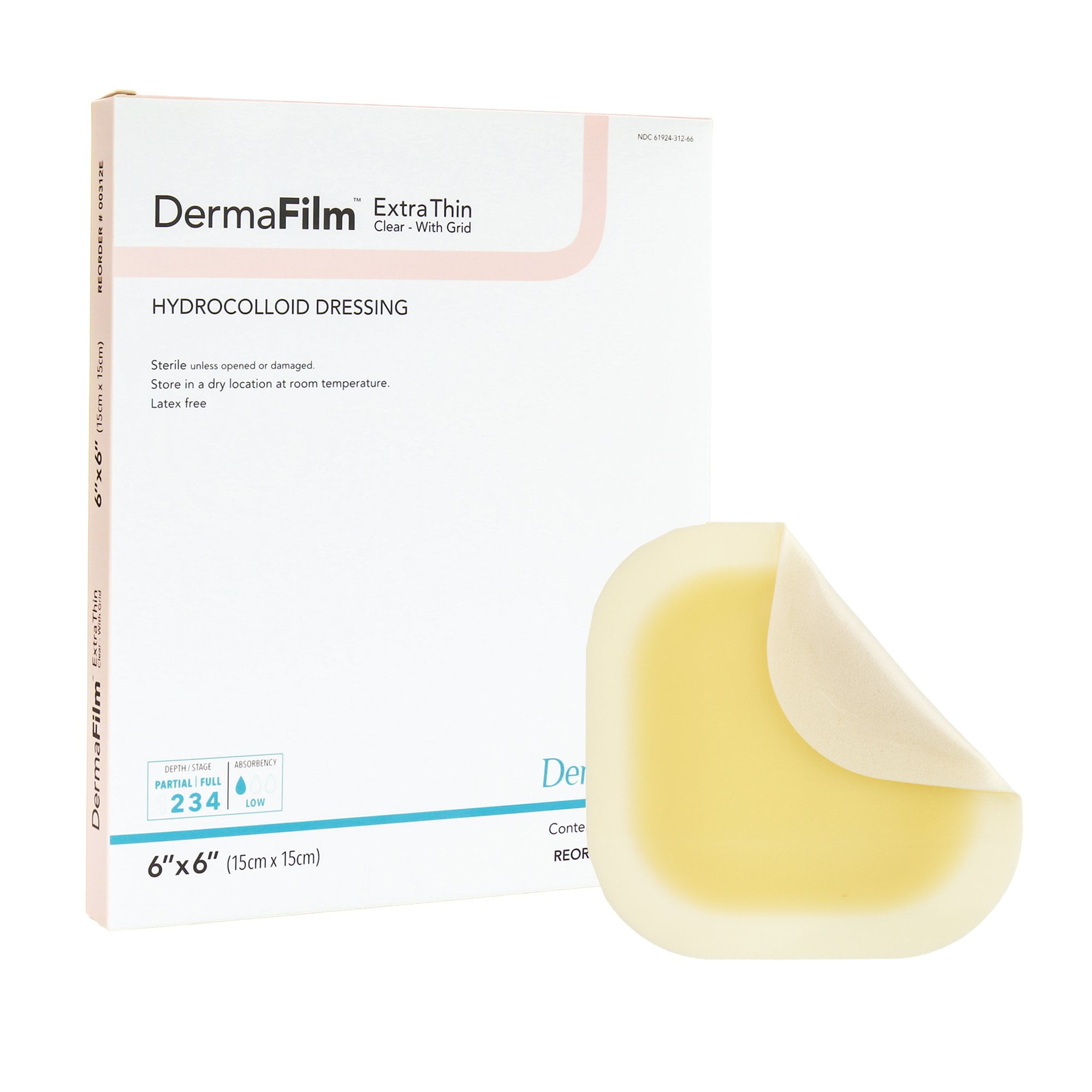 DermaFilm Thin Hydrocolloid Dressing 6 x 6" Square Thin with Border ...