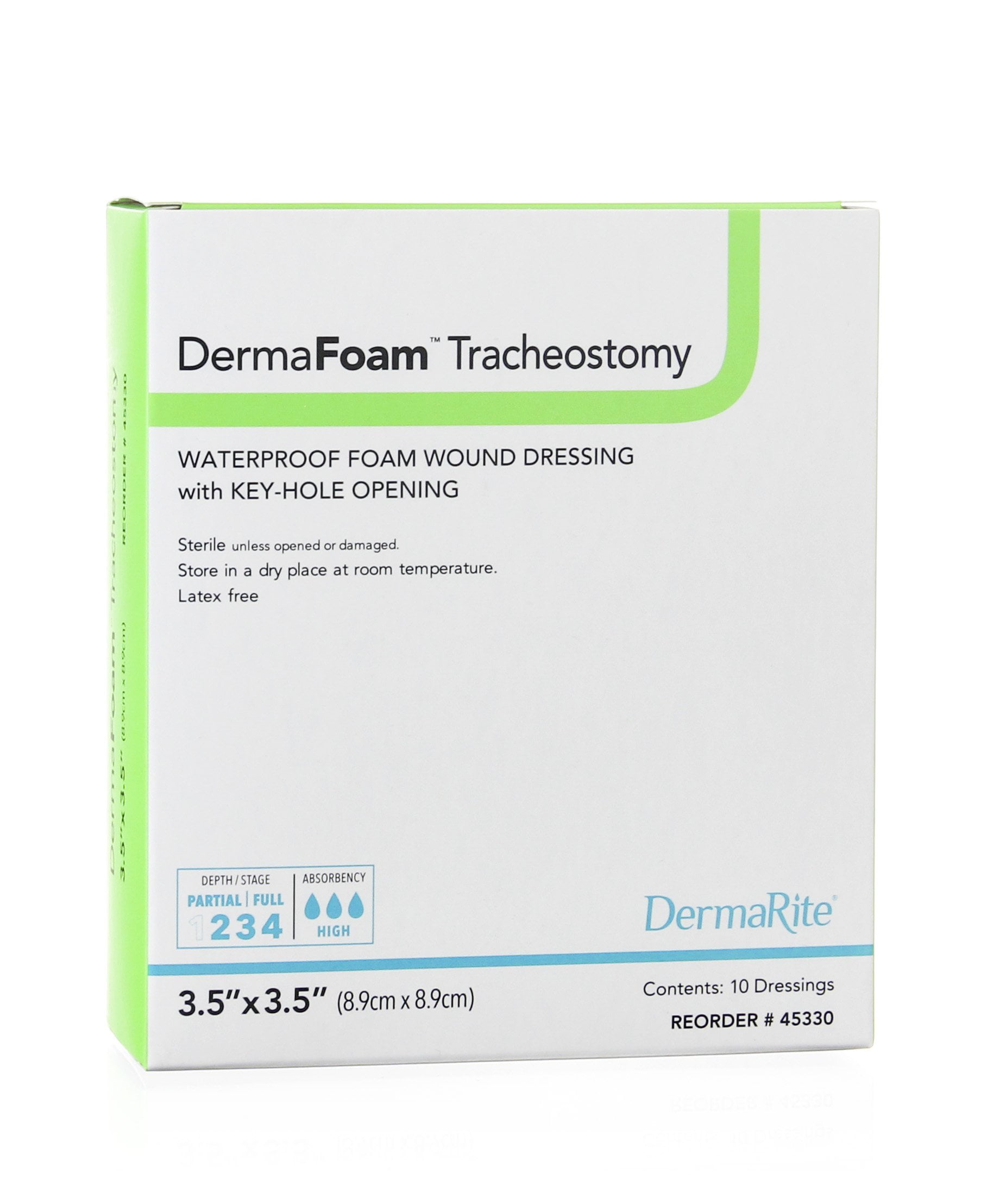 DermaFoam Tracheostomy Foam Dressing, 3-1/2 X 3-1/2 Inch Fenestrated ...