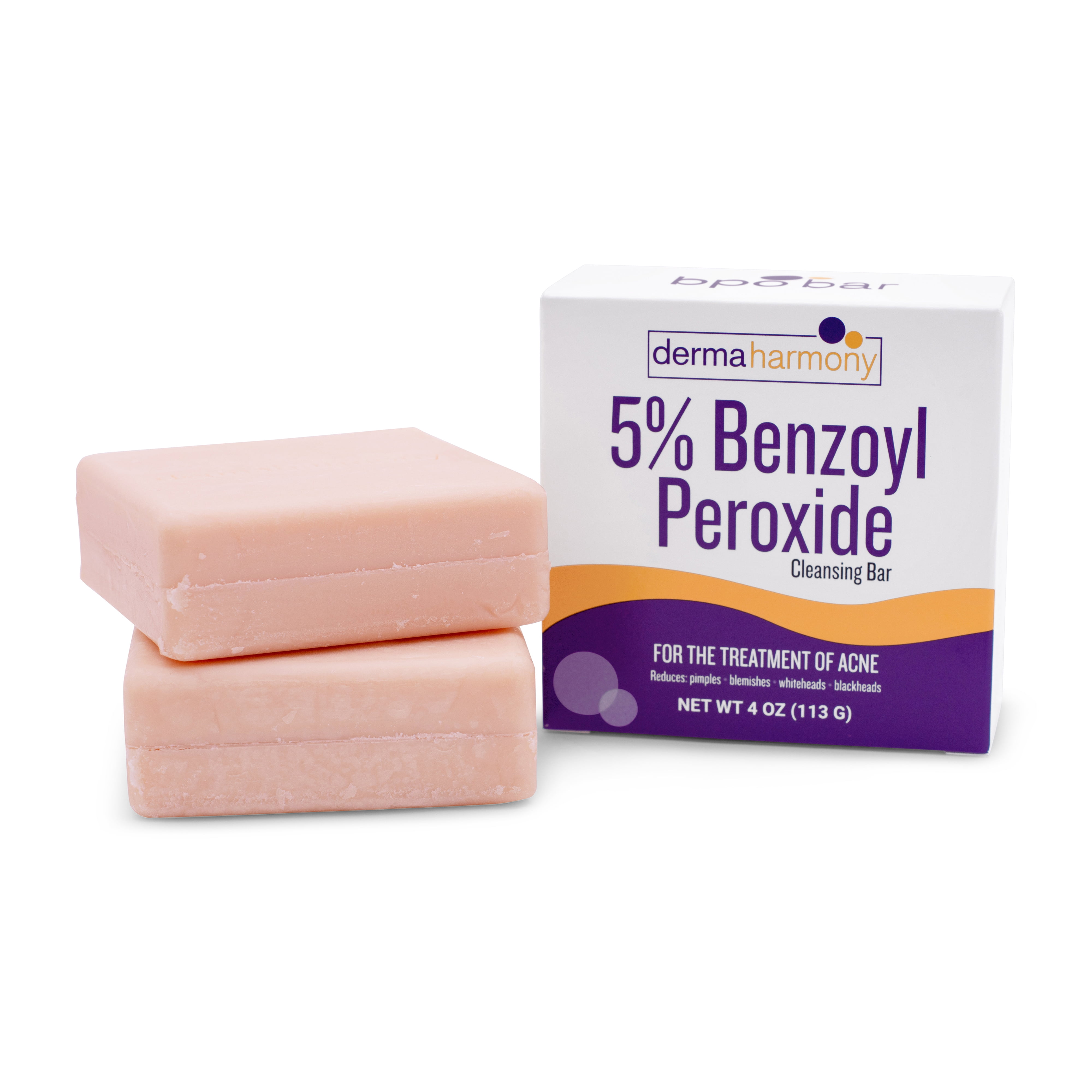 DermaHarmony 5% Benzoyl Peroxide Cleansing Bar (Non-Soap) - 2 Bars ...
