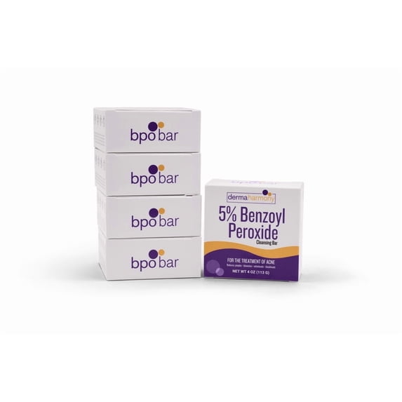 DermaHarmony 5% Benzoyl Peroxide Cleansing Bar (Non-Soap) 5 Bars ...