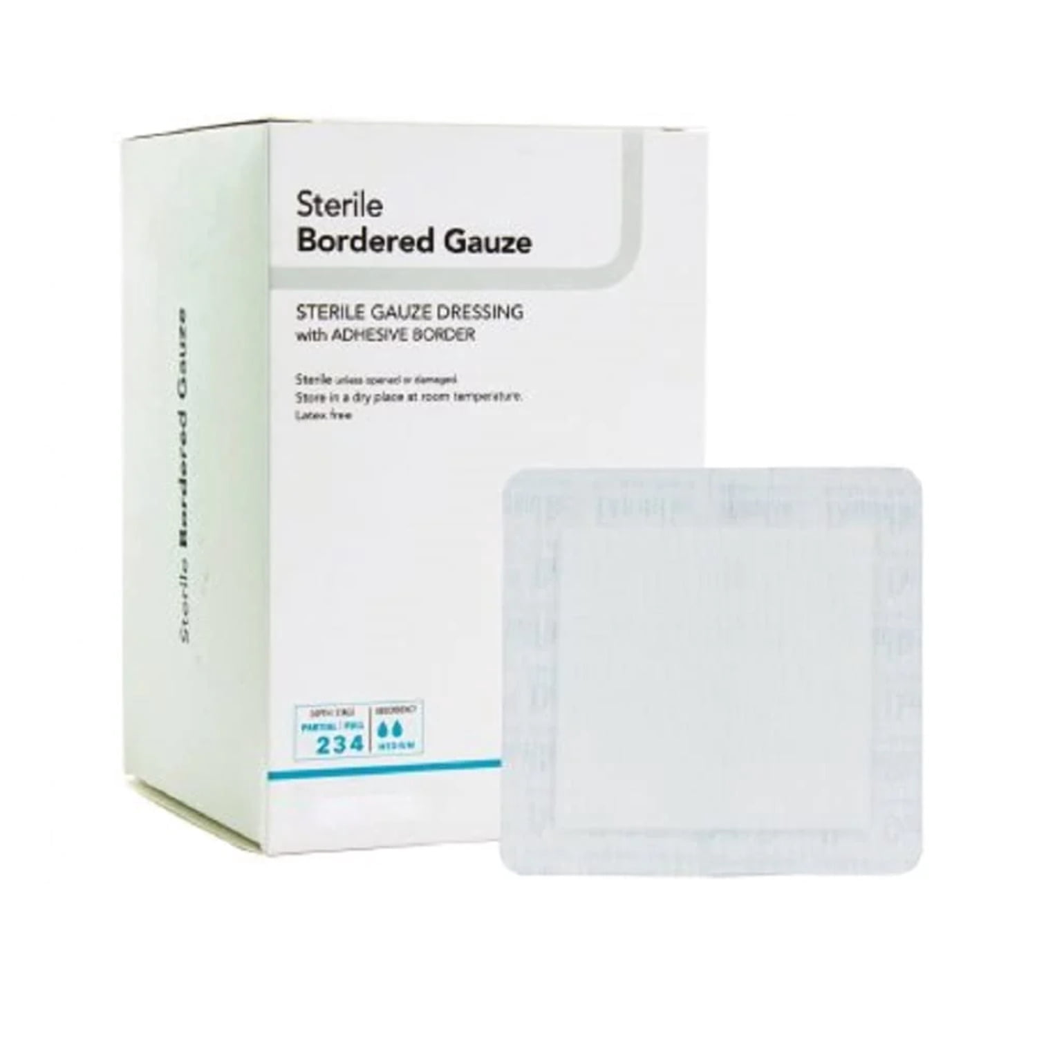 DermaRite Bordered Gauze Dressing, 2 Inches X 2 Inches, White, Sterile ...