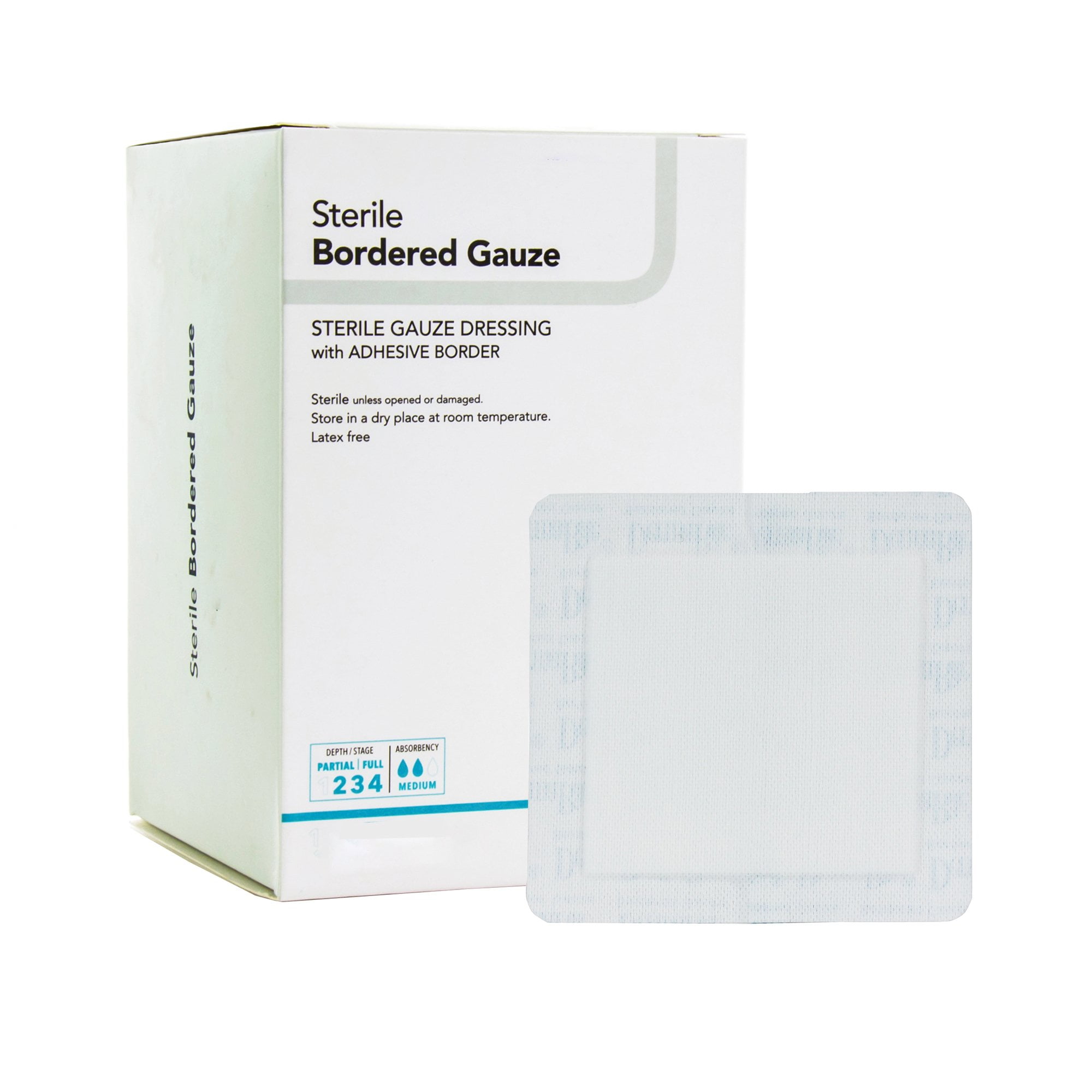 DermaRite Bordered Gauze Dressing, 2 Inches X 2 Inches, White, Sterile, 50 Count HSA/FSA ...
