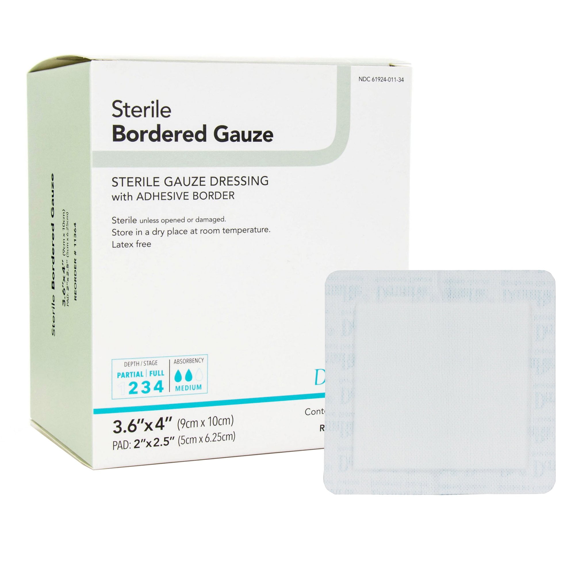 DermaRite Bordered Gauze White Gauze Island Dressing Sterile 3-3/5 X 4 Inch 50 per Box HSA/FSA ...