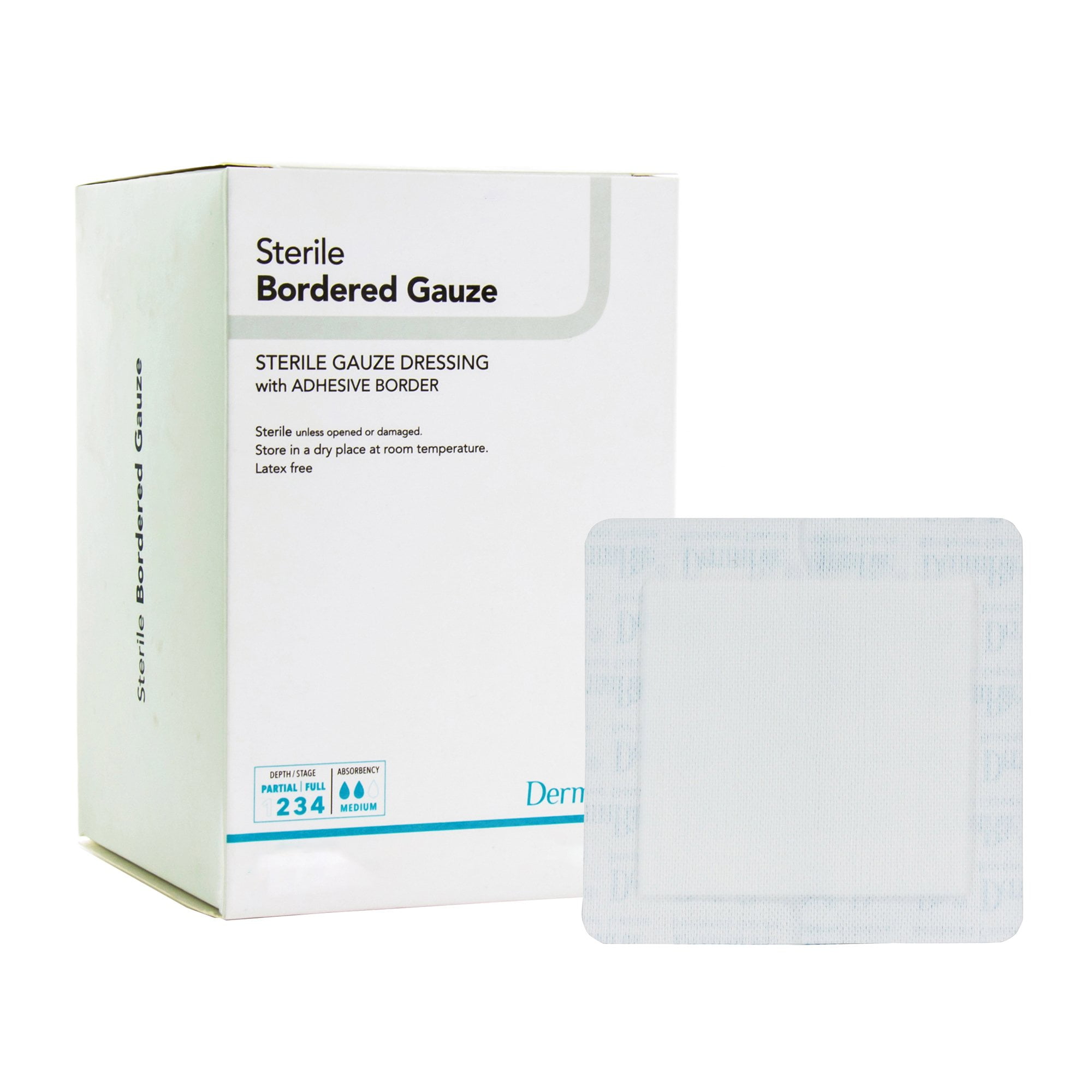 DermaRite Bordered Gauze White Gauze Island Dressing Sterile 4 x 10" 25 per Box HSA/FSA Eligible ...
