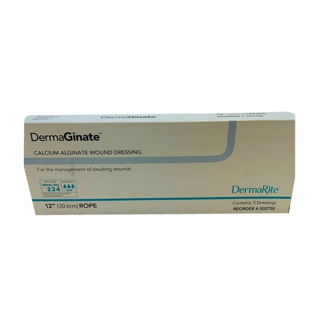 DermaRite DermaGinate Calcium Alginate Dressing 12" Rope, 5 Ea ...