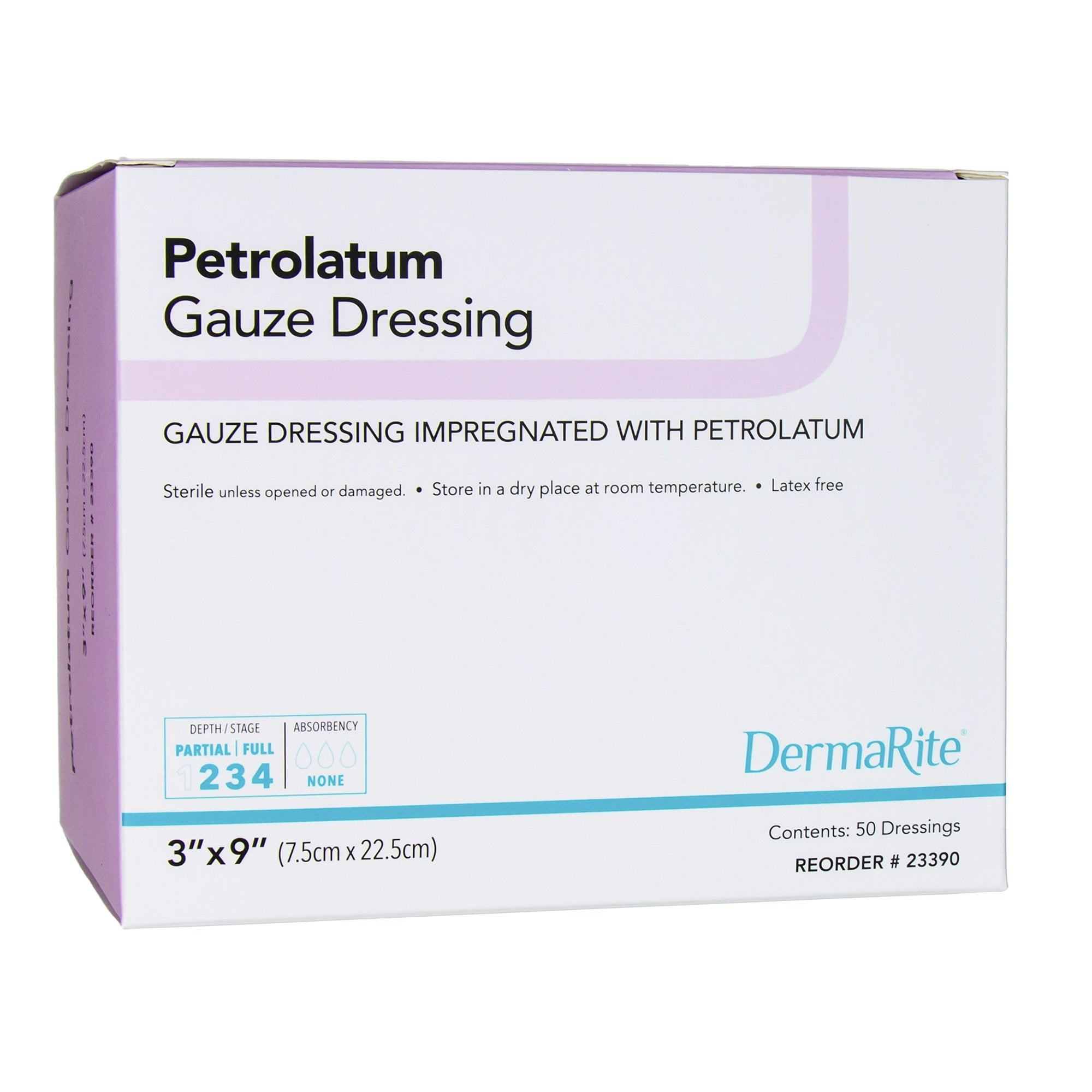 DermaRite Petrolatum Impregnated Dressing 3 x 9" Rectangle Gauze 23390 ...