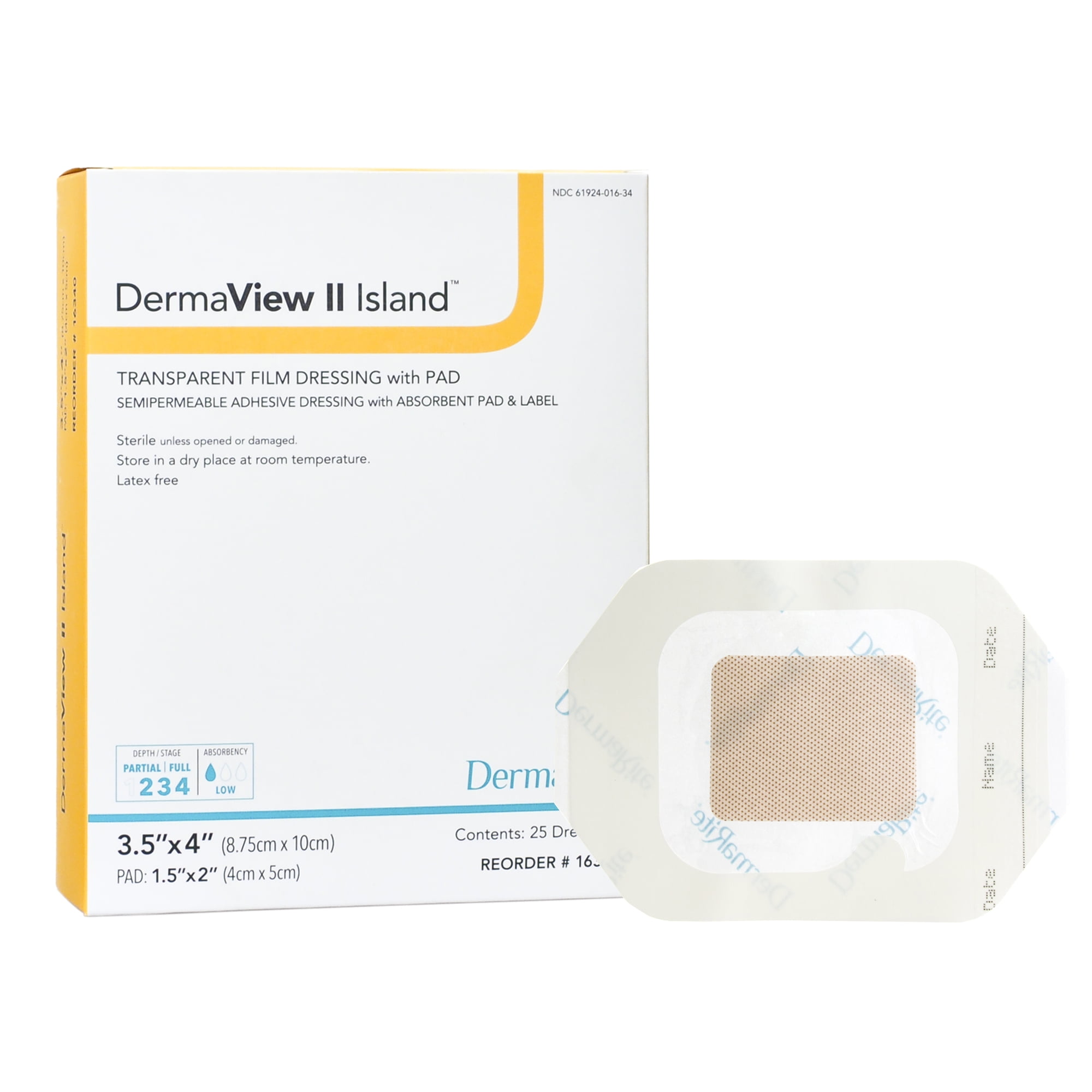 DermaView II Island Transparent Film Dressing with Pad Frame Style ...
