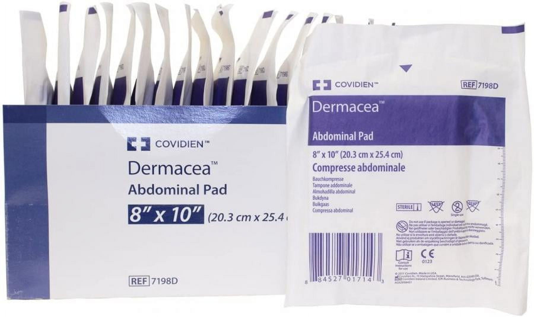 Dermacea Abdominal Pad - 8 Inches x 10 Inches, Non-woven Fluff, 18 ...