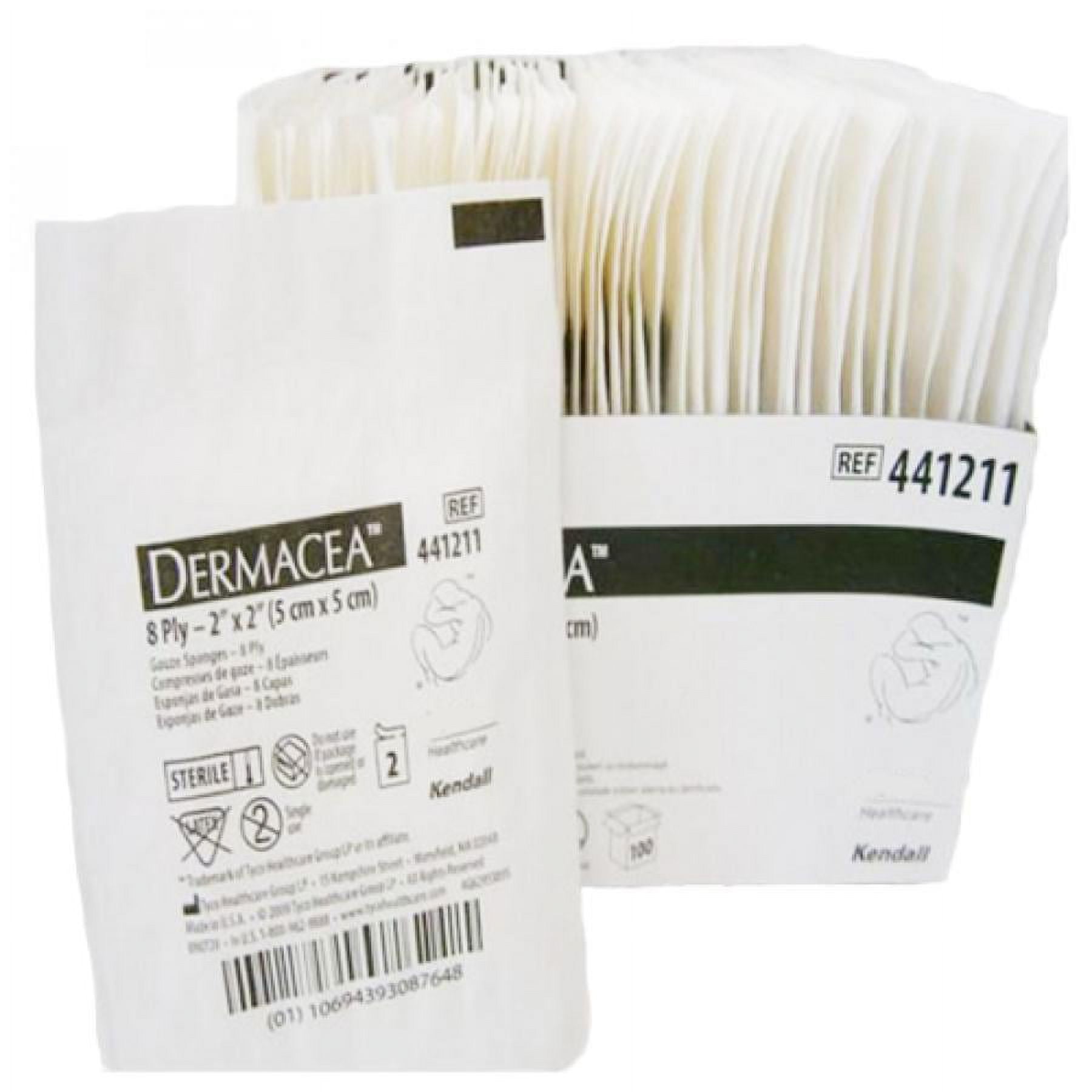 Dermacea Gauze Sponge - 2 Inches x 2 Inches, 8-Ply, White, Sterile, 100 ...