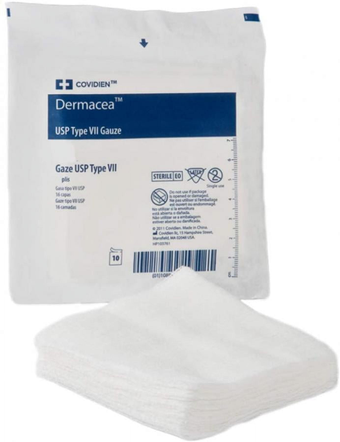 Dermacea USP Type VII Gauze Sponge - 4 Inches x 4 Inches, Cotton, 12 ...