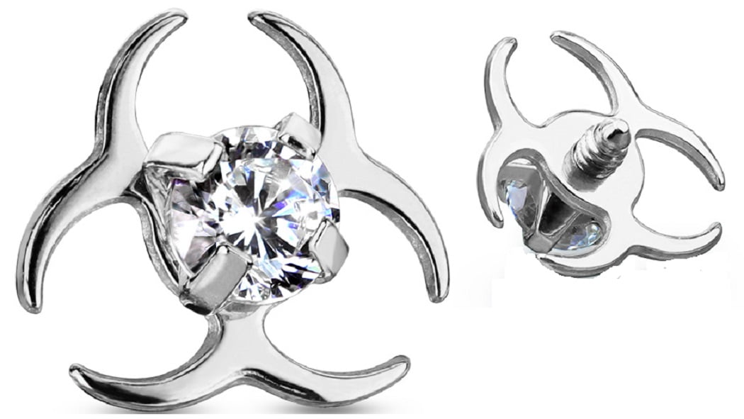 Dermal CZ Biohazard Symbol Internal Thread Anchor Top - Walmart.com