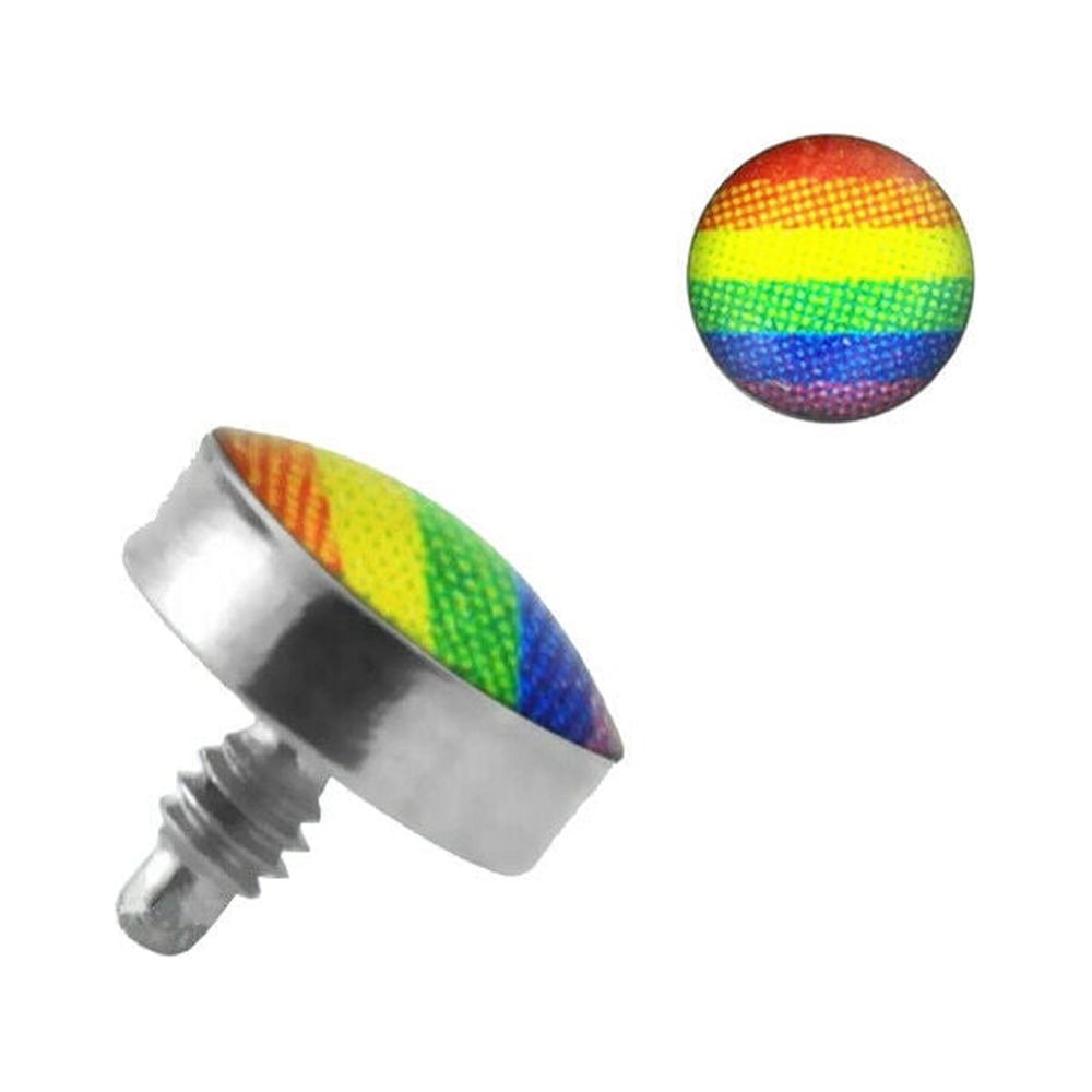 Dermal anchor top Titanium 4mm flat shape Implant part with rainbow ...