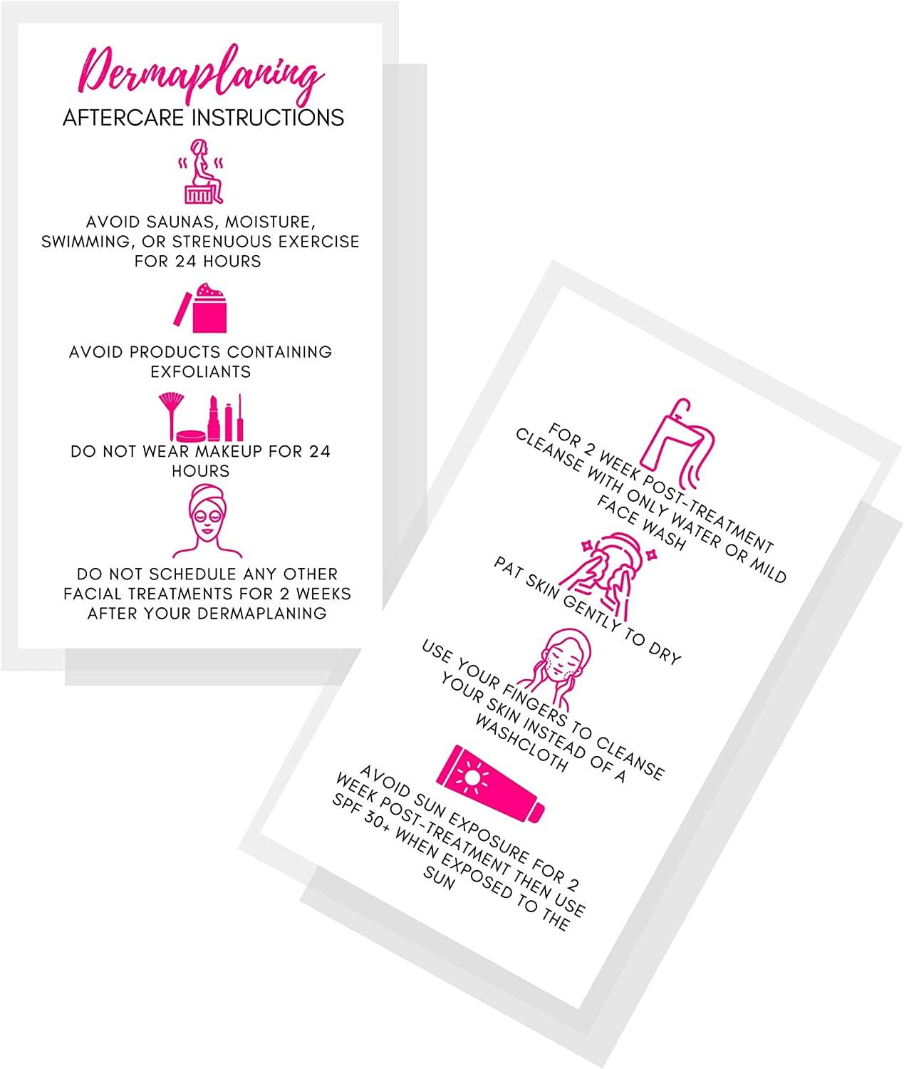 Dermaplaning Aftercare Cards 50 Pack Size 2 x 3.5 inches Business Card ...