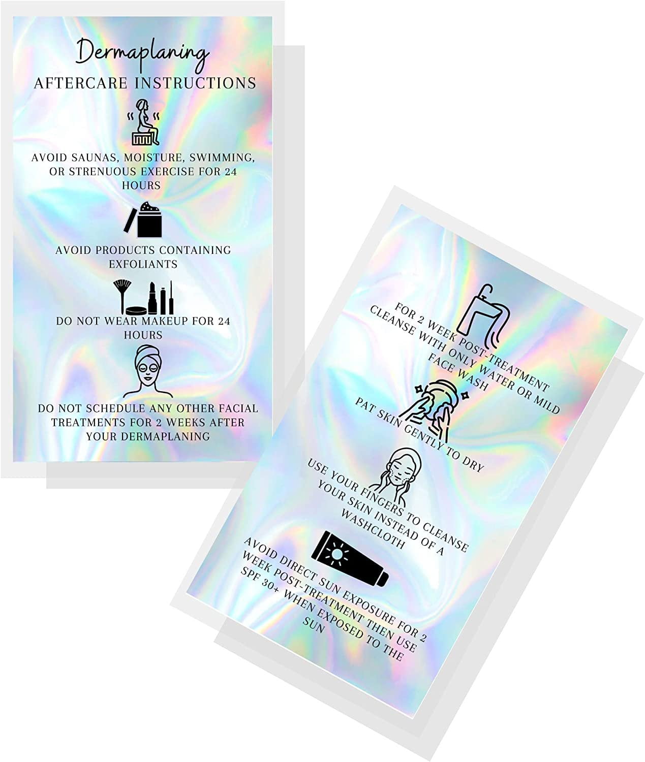 Dermaplaning Aftercare Cards 50 Pack Size 2 x 3.5 inches Business Card ...