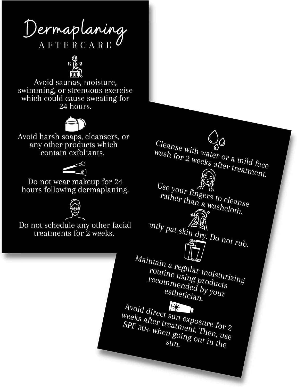Dermaplaning Aftercare Cards 50 Pack Size 2x3.5" inch Business Card ...