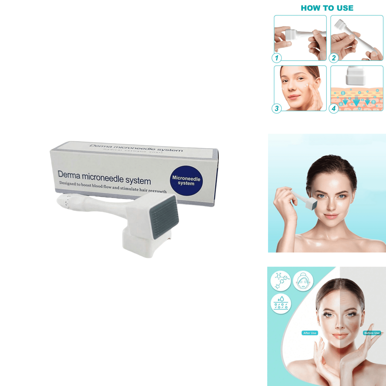 Dermastamp System, 0.25mm Microneedling Derma Stamp Pen Skin Care,For ...