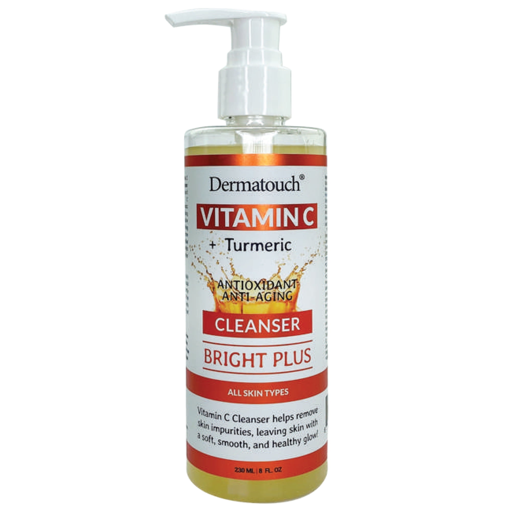 Dermatouch Vitamin C & Turmeric Face Wash Anti-Aging Gentle Cleanser, 8 ...
