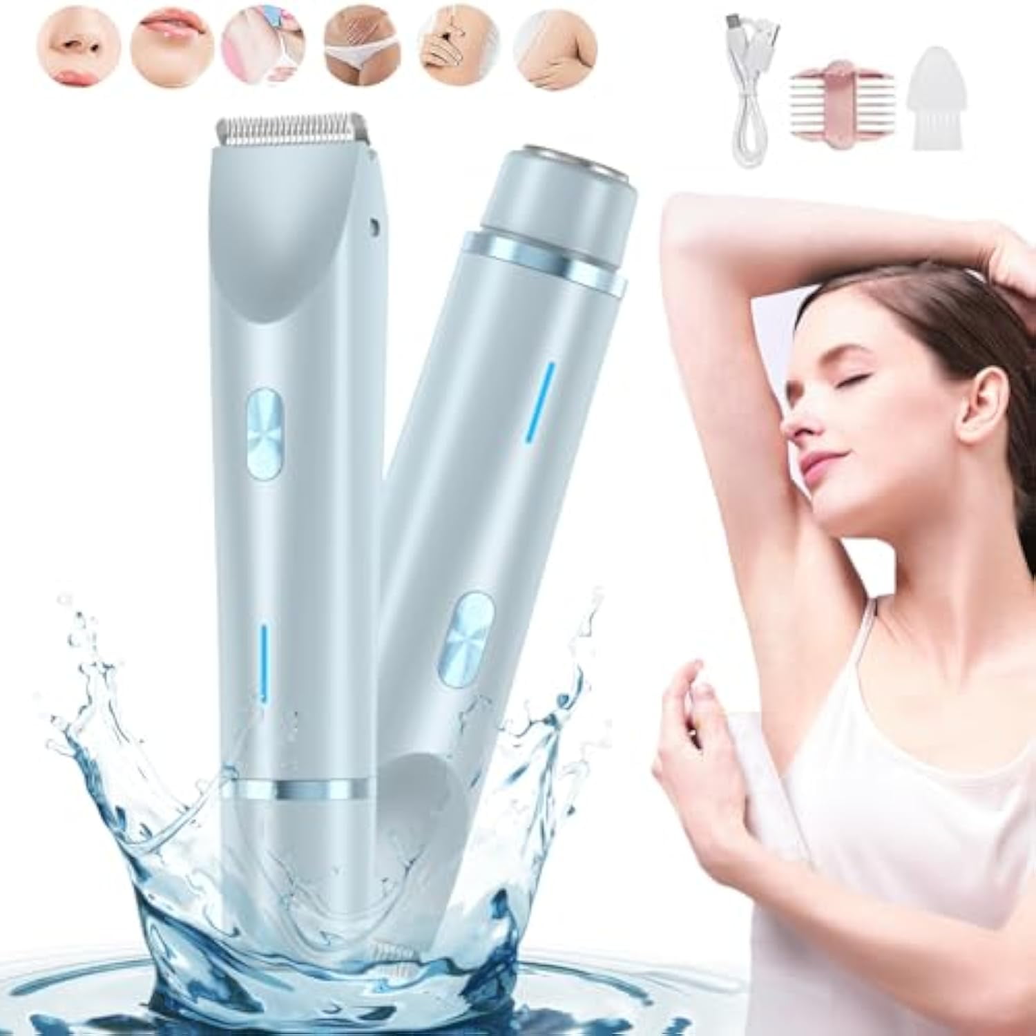 Dermavr Trimmer 2.0, Dermavr Bikini Trimmer, 2 in 1 Painless Bikini ...