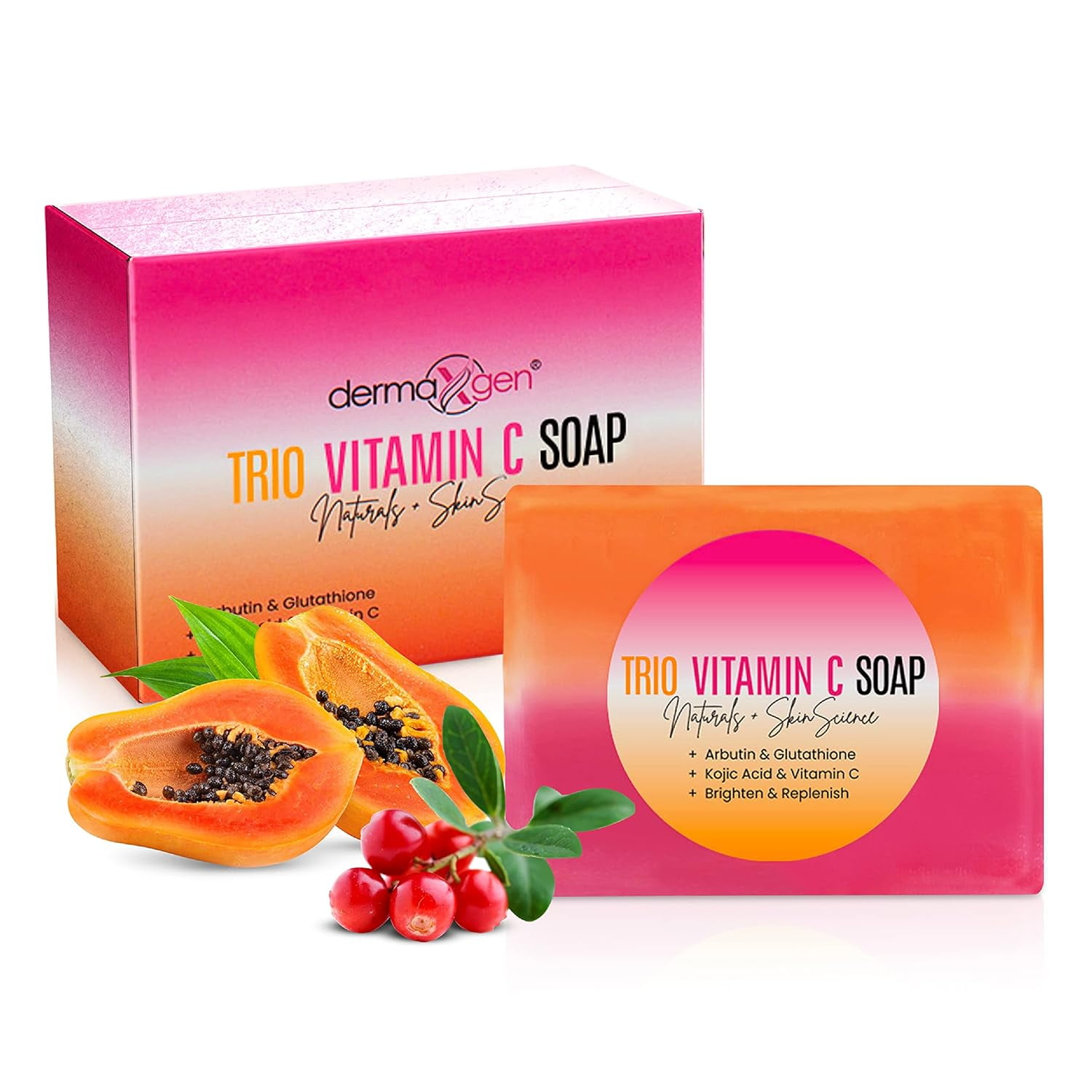 Dermaxgen Organic Vitamin C Soap Bar, Kojic Acid Skin Lightening Soap, Anti-Aging Cleanser, 0.5 ...