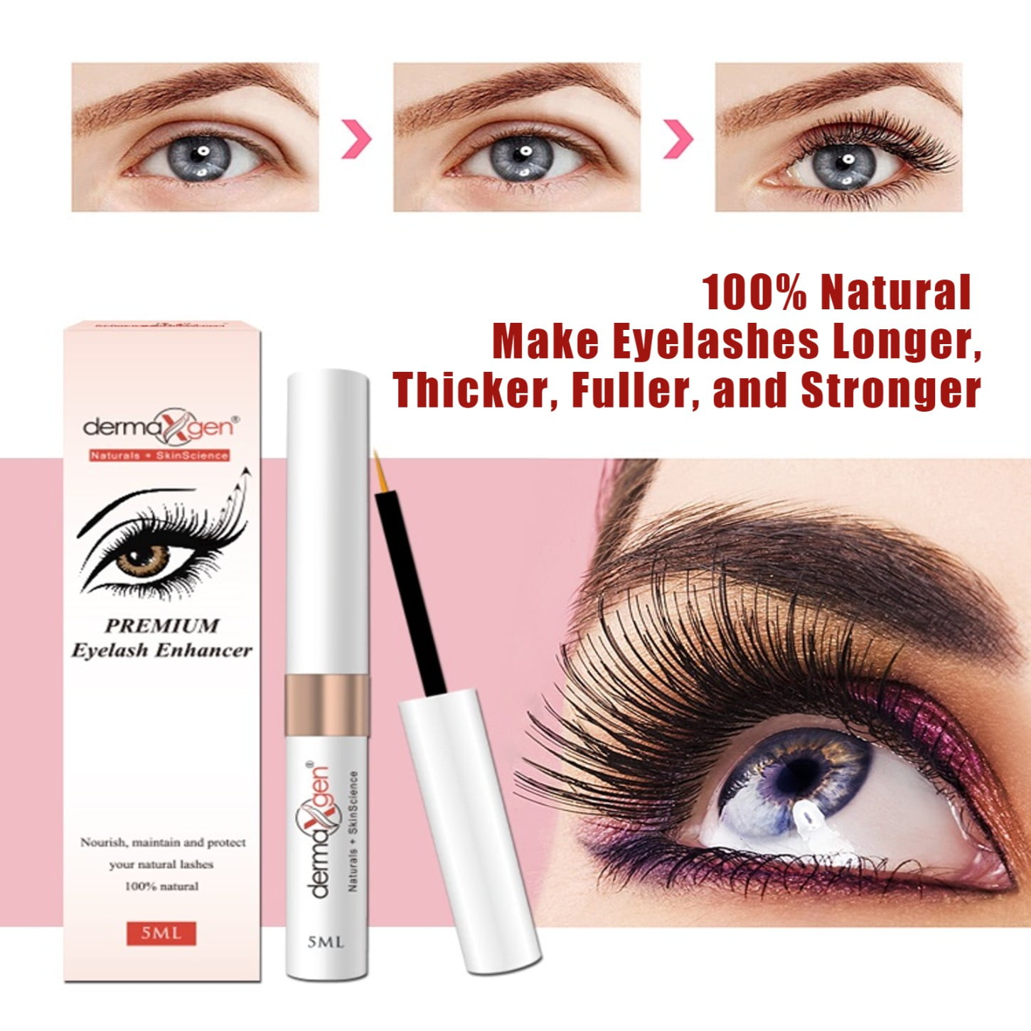 Dermaxgen Eyelash Serum- Organic Ingredients for Brows & Lashes Growth ...