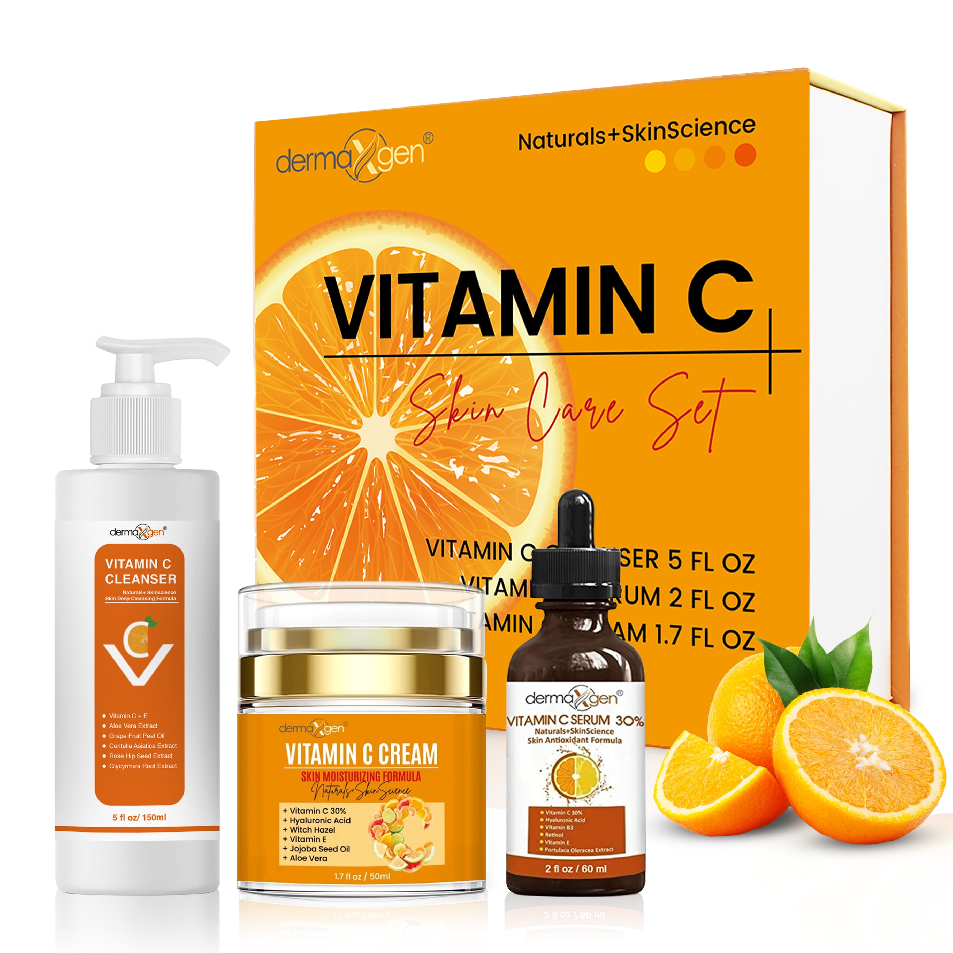 Dermaxgen Vitamin C Complete Facial Care Anti-Aging Set with Cleanser ...