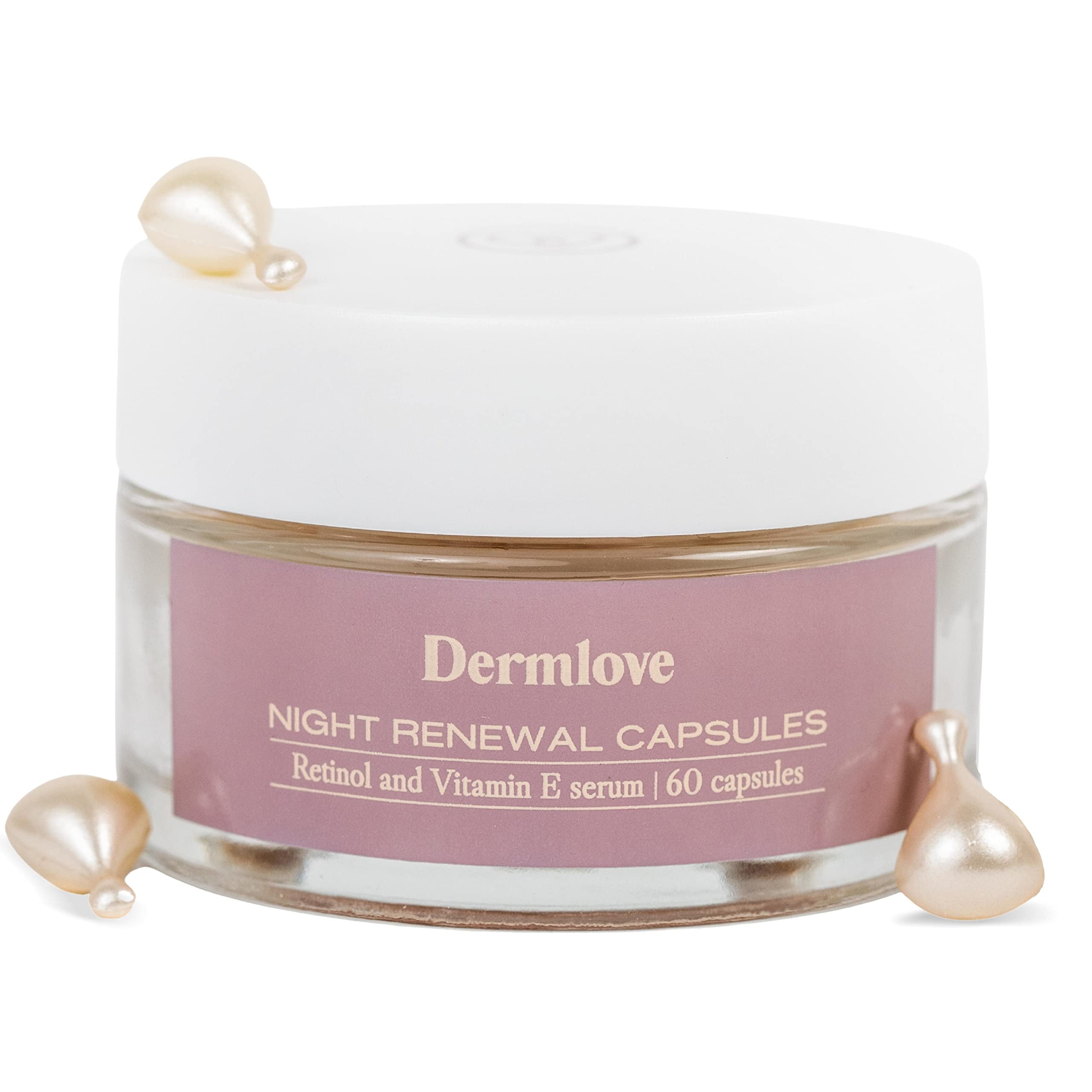 Dermlove Night Renewal Capsules - Retinol Serum For Face with Vitamin E ...