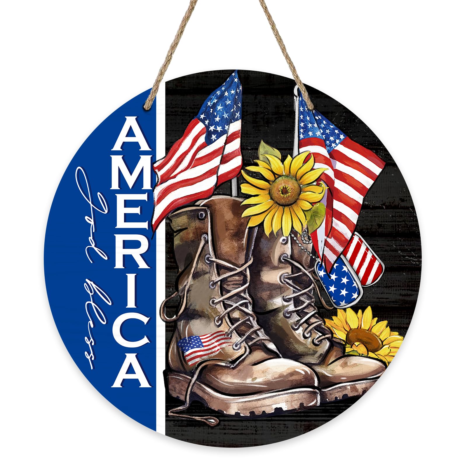Deroro 4th of July Soldier Boots ATT1Patriotic Memorial Front Door Sign ...