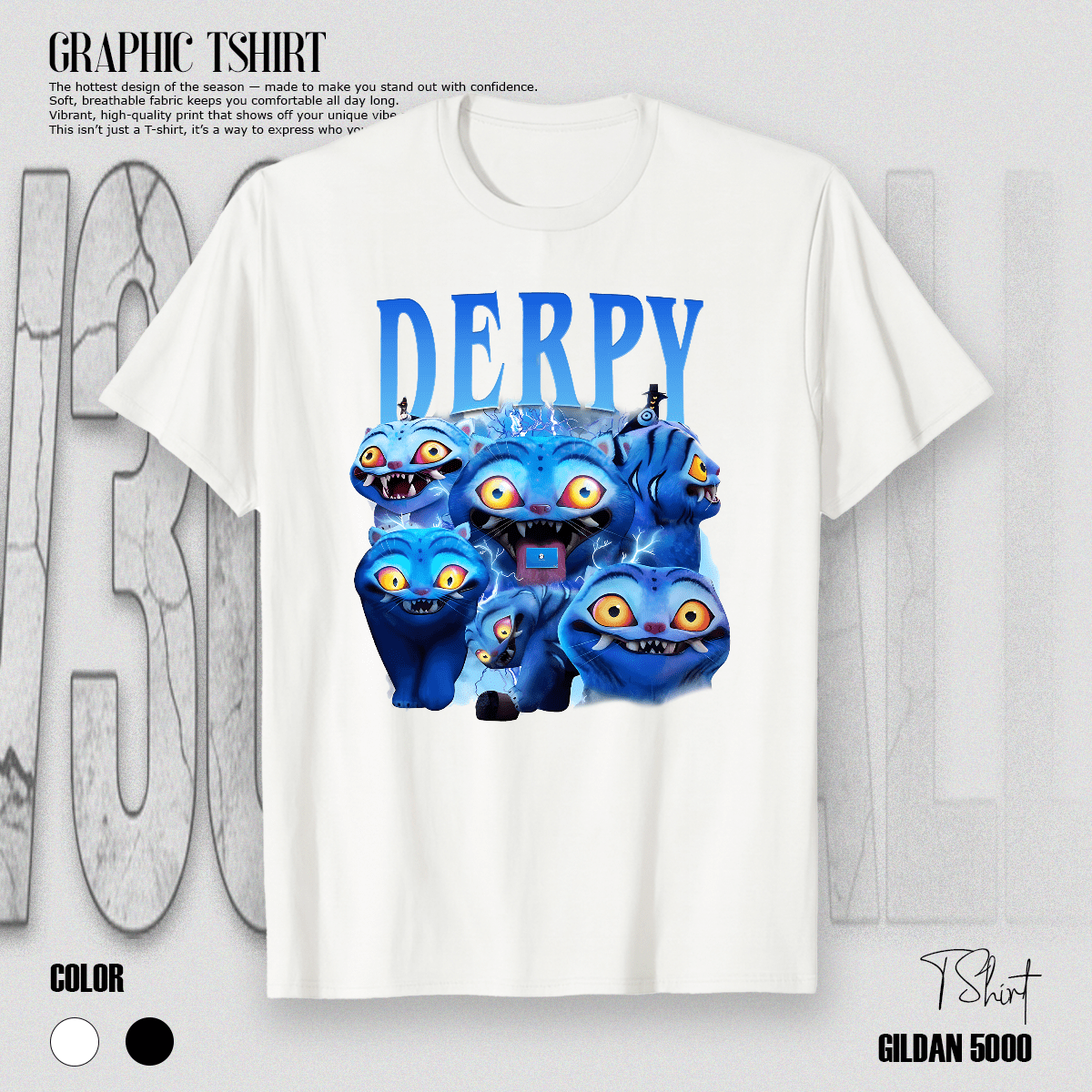 Derpy Cats Funny Cartoon Group Quirky Cute Pet Lover Art Style Unisex T ...
