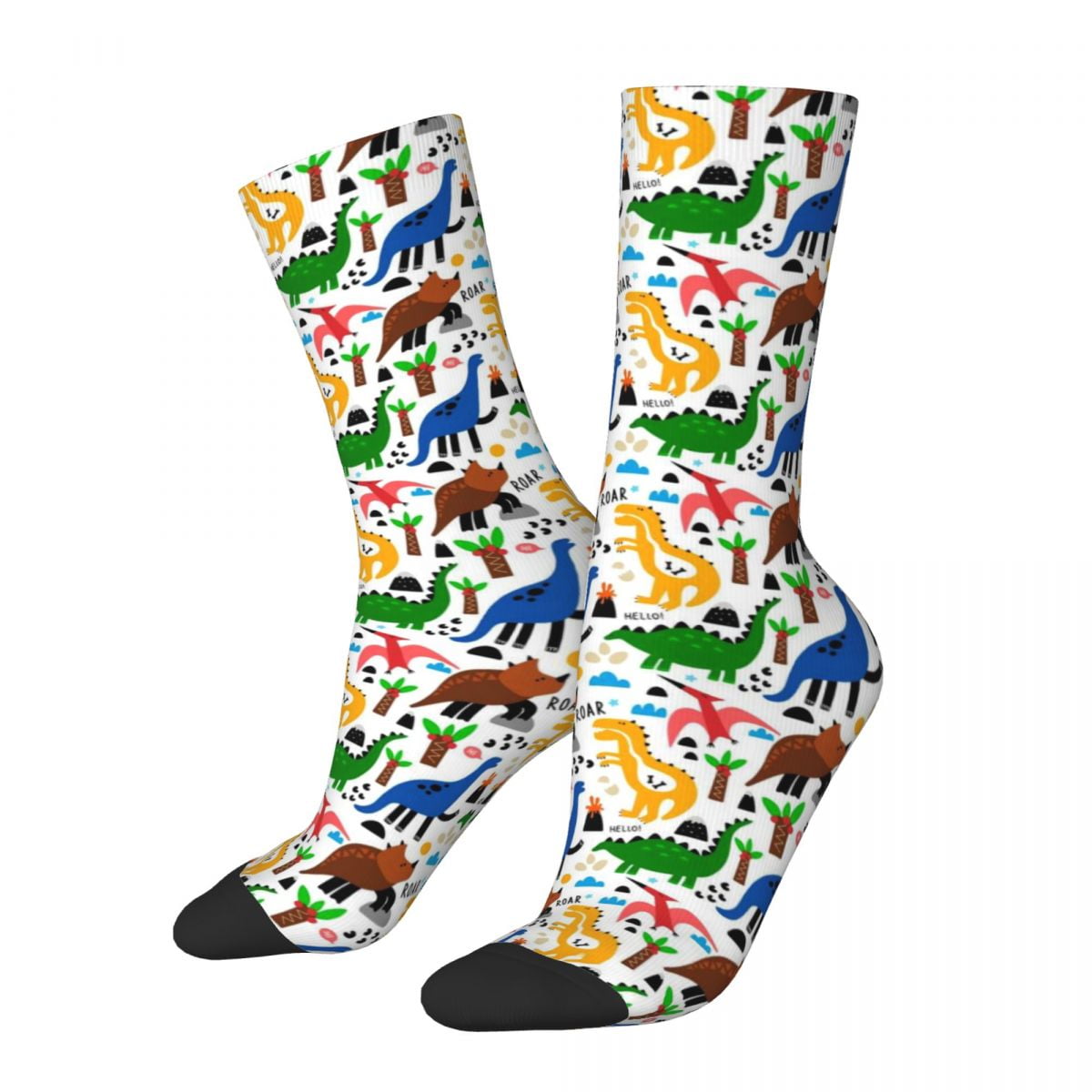 Derpy Dinosaurs Stockings Cute Animal Print Graphic Trendy Socks Autumn ...