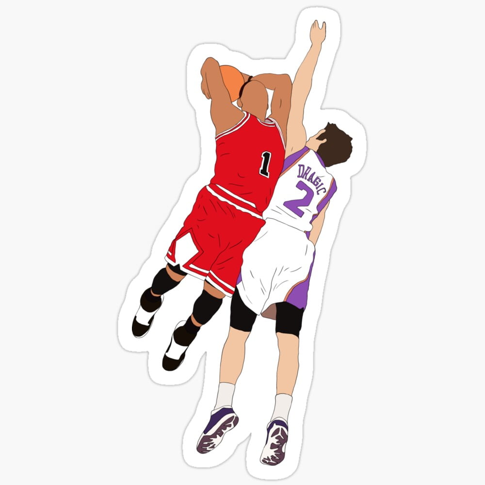 Derrick Rose Dunk On Goran Dragic Sticker Phone Decal Water Bottle ...