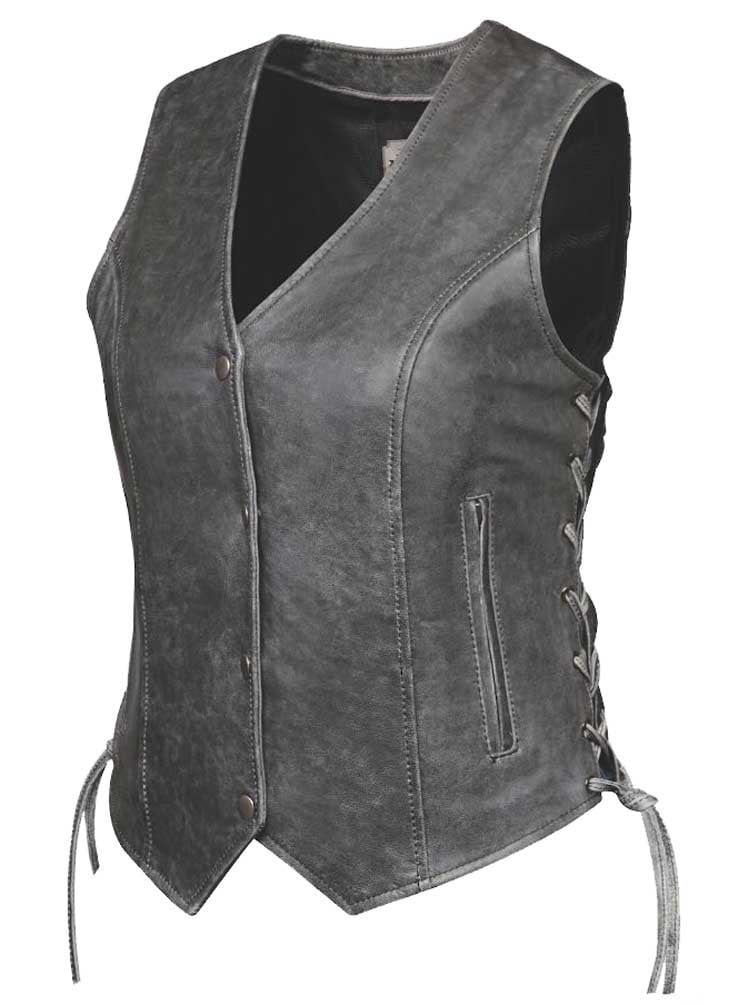 Derringer Women's Traditional Soft Lambskin Leather Motorcycle Vest ...