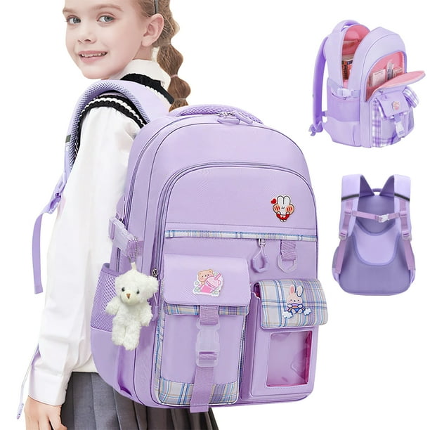 Derstuewe Cute Purple School Backpack for Teens and Students, Purple ...