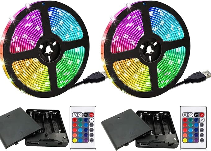 Dervacle Indoor/Outdoor Battery Powered Color Changing LED Light Strip ...