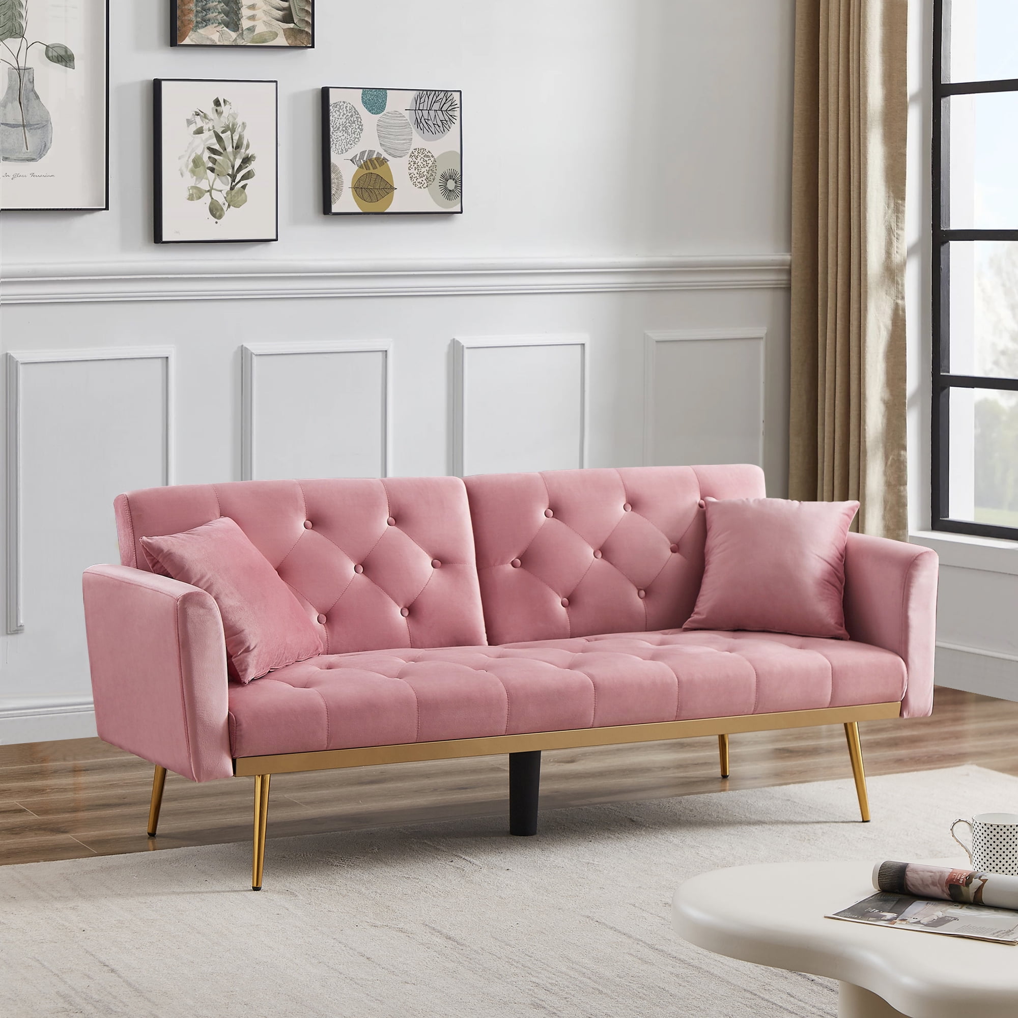 Derzers Velvet Convertible Futon - Elegant Design - Walmart.com