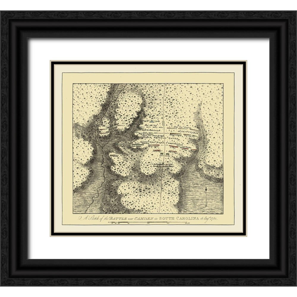 Des Barres 29x26 Black Ornate Wood Framed with Double Matting Museum ...