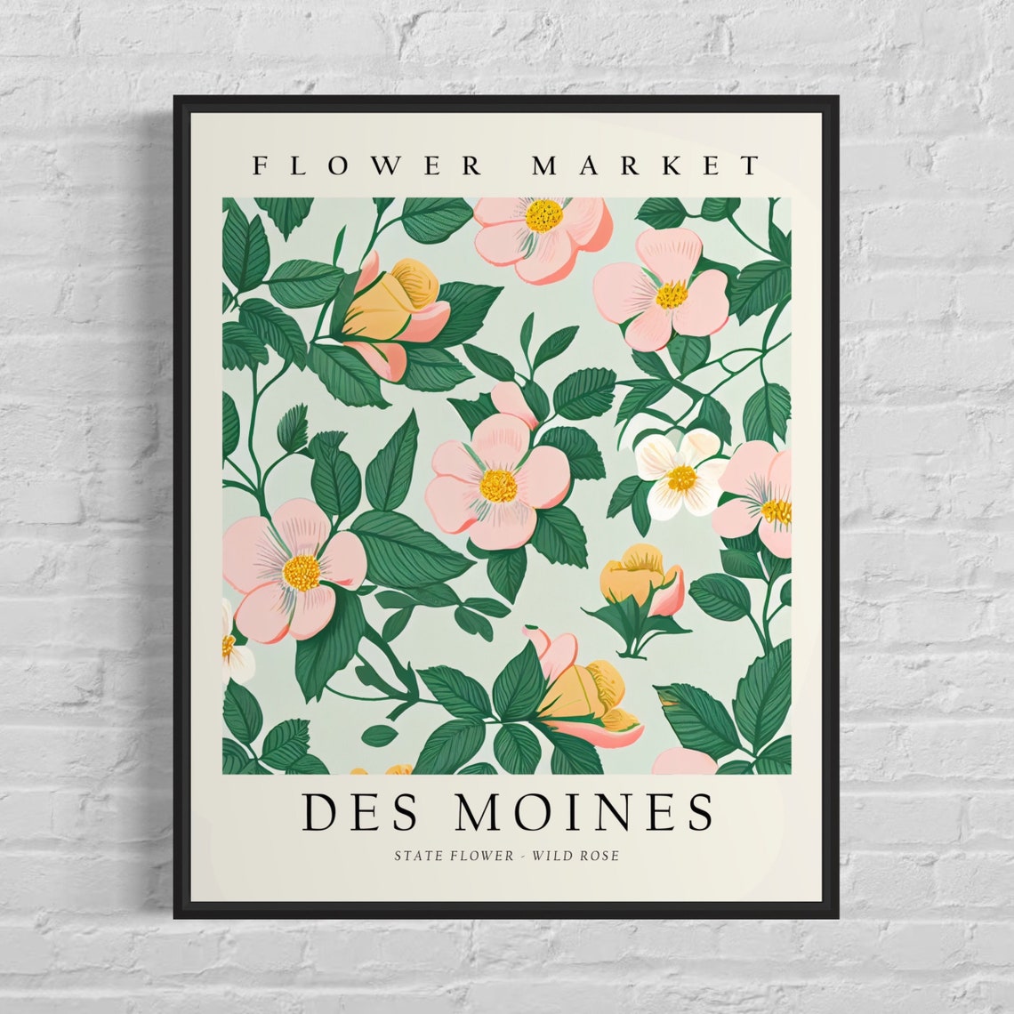 Des Moines Iowa Wild Flower Market Art Print, Des Moines Flower Wall ...