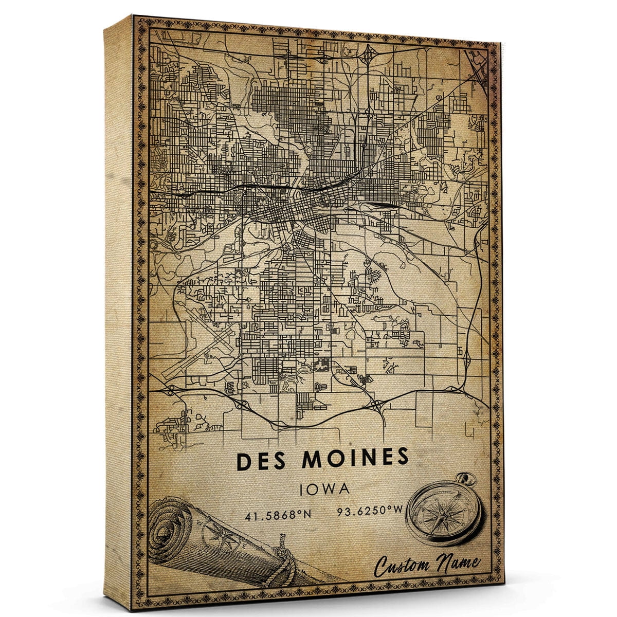 Des Moines Map Poster, Iowa Map Art Poster, Canvas, Des Moines Map City ...