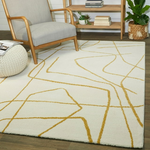 Descartes Abstract Modern Area Rug Mustard 7'10" x 10' 8' x 10' Living ...