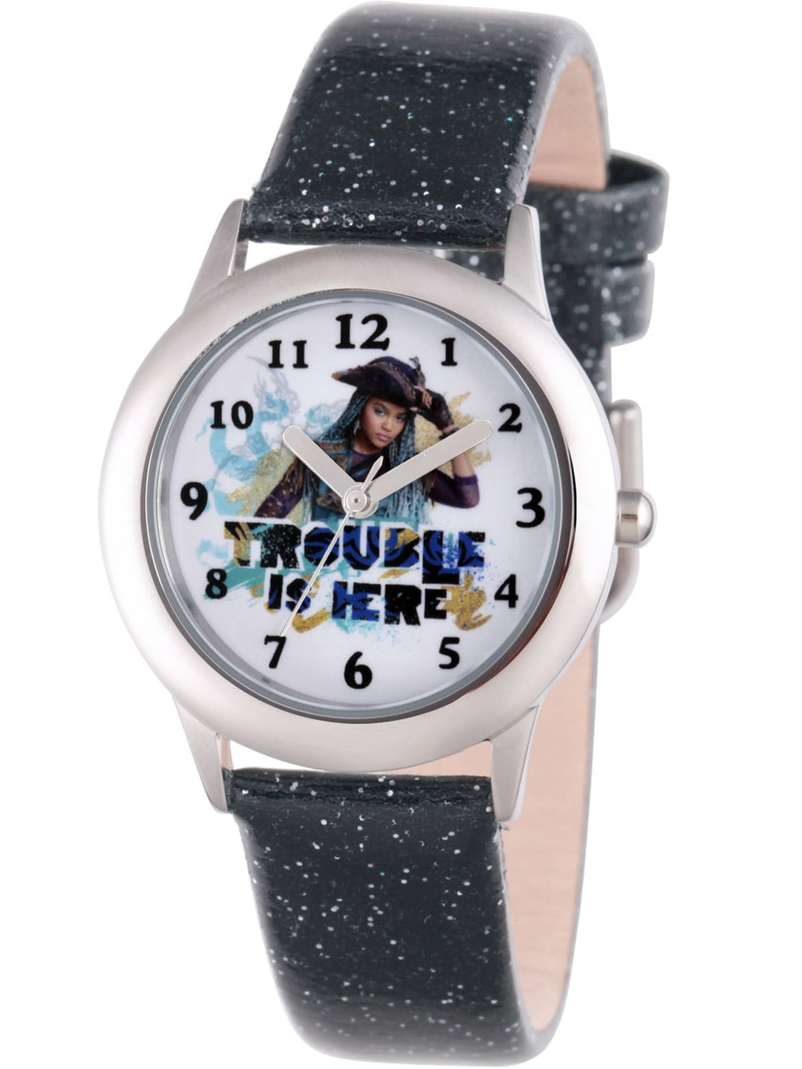 Descendants 2 Uma Tween Girls' Stainless Steel Watch, Black Glitter ...