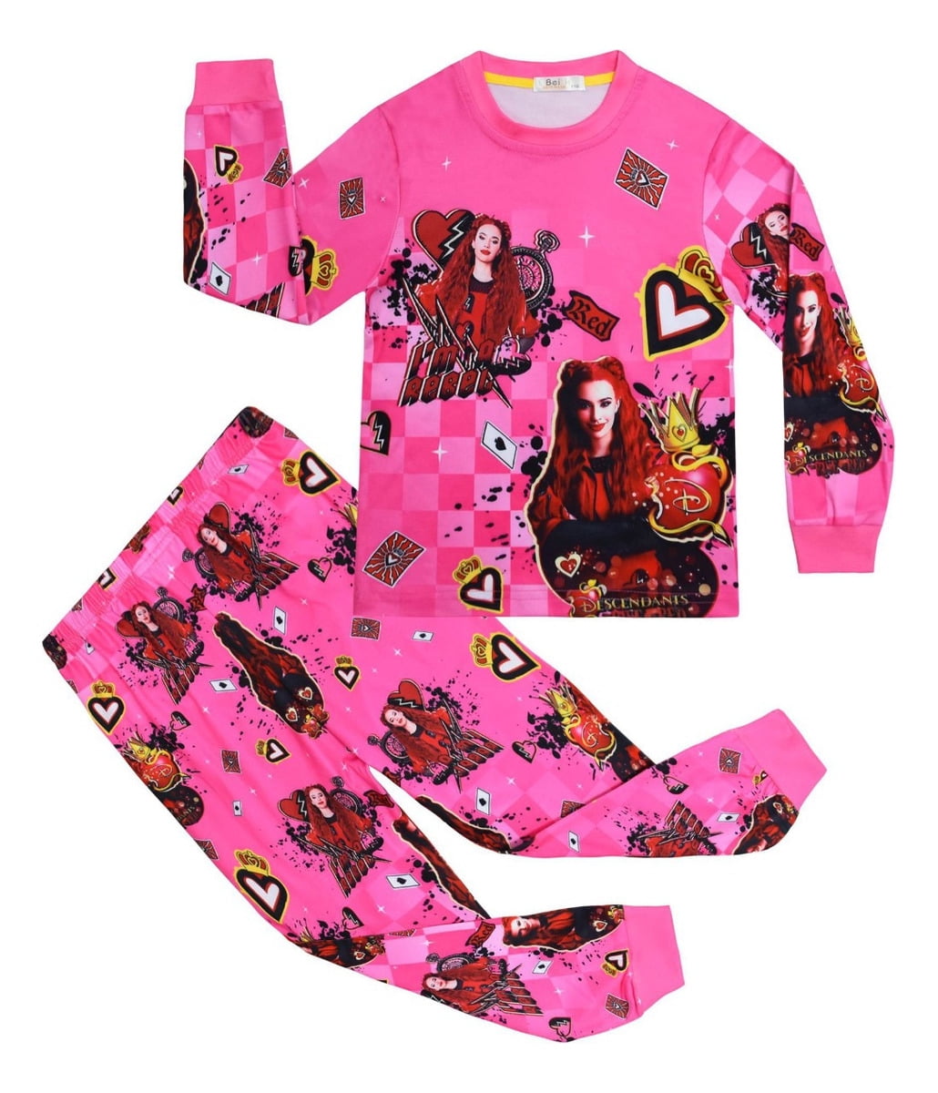 Descendants 4 Red Princess Pajamas for Girls - Pink Long Sleeve Sleep ...